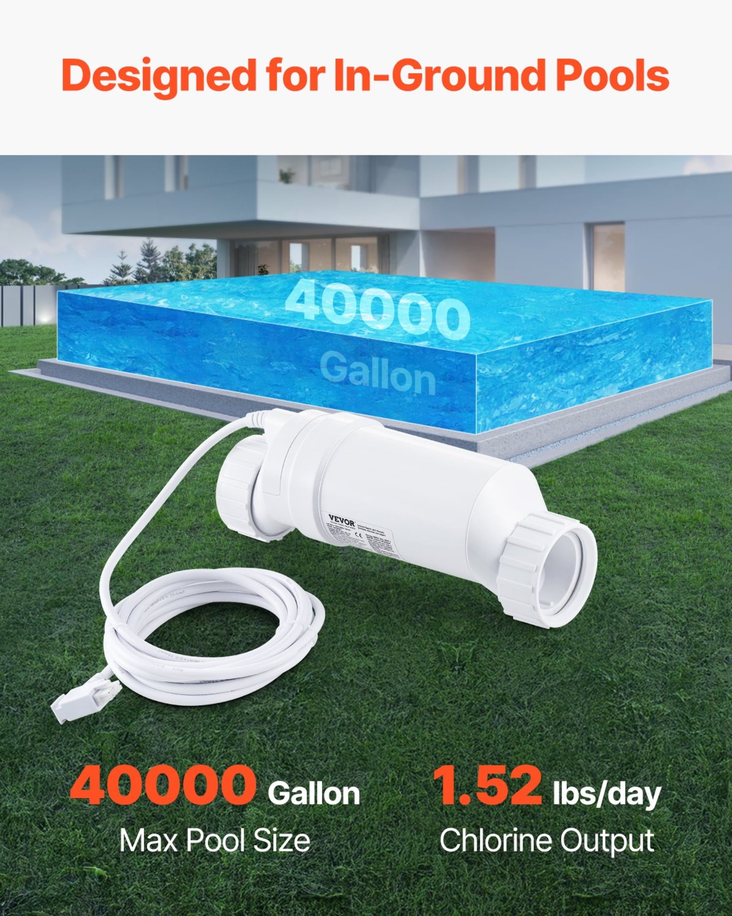 Salt Water Chlorinator System W3T-Cell-15 for In-Ground Pool 40000 ...
