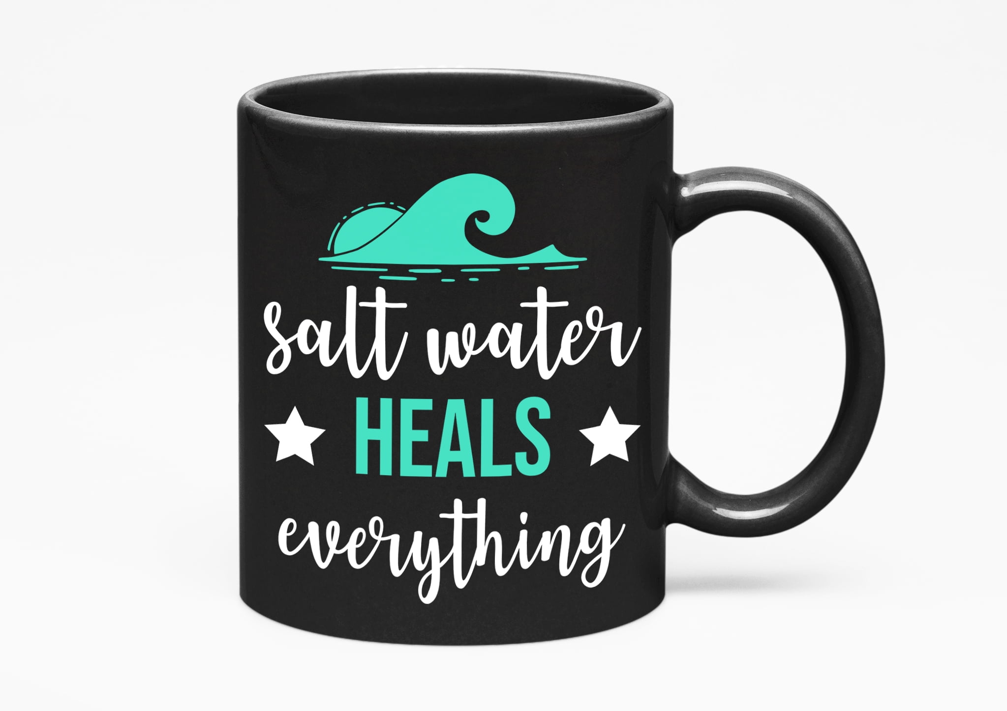 Salt Water Heals Everything, Black 11oz Ceramic Mug - Walmart.com