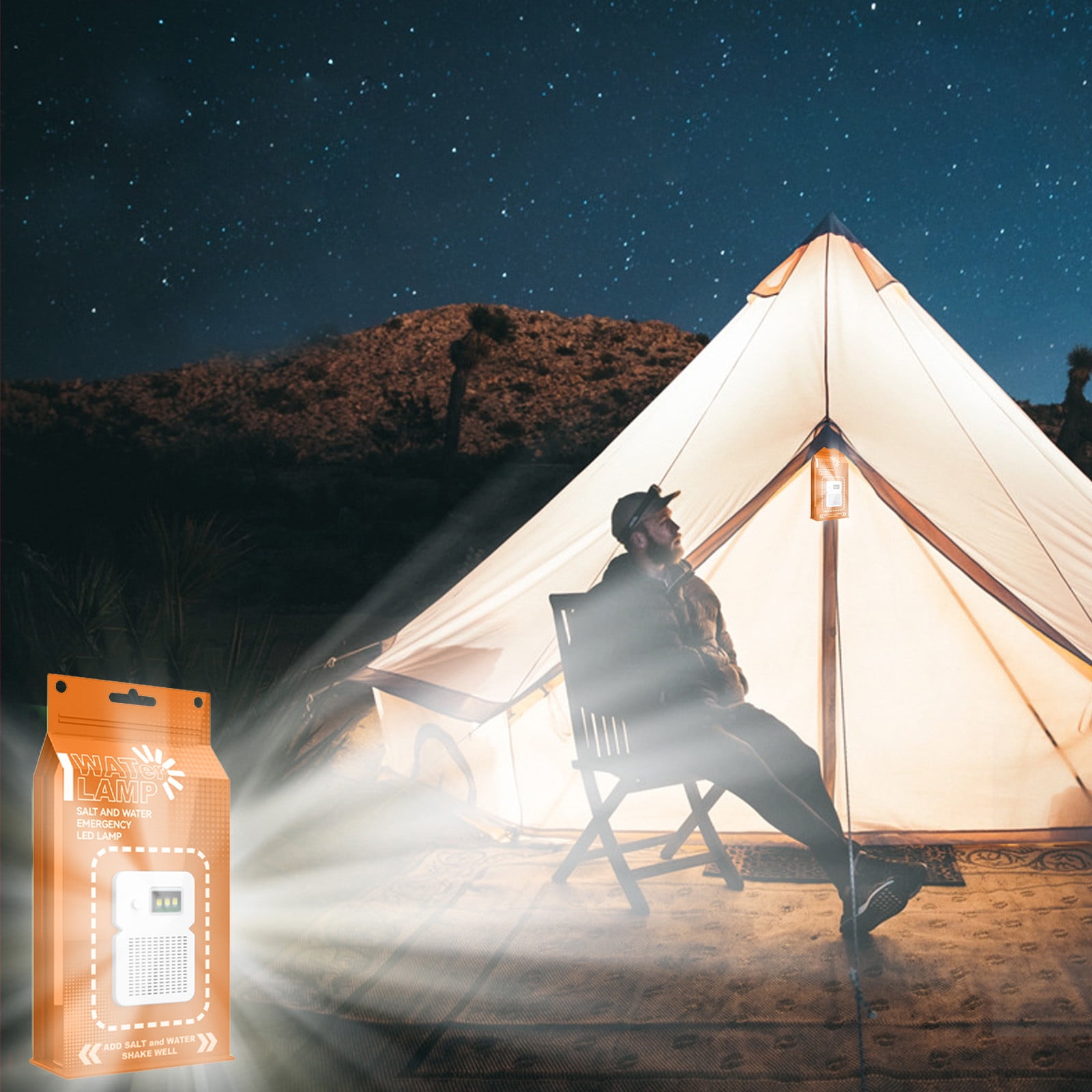 Salt Water Lamp Outdoor Water Lamp Light Bag, 140 Hours No Batteries ...
