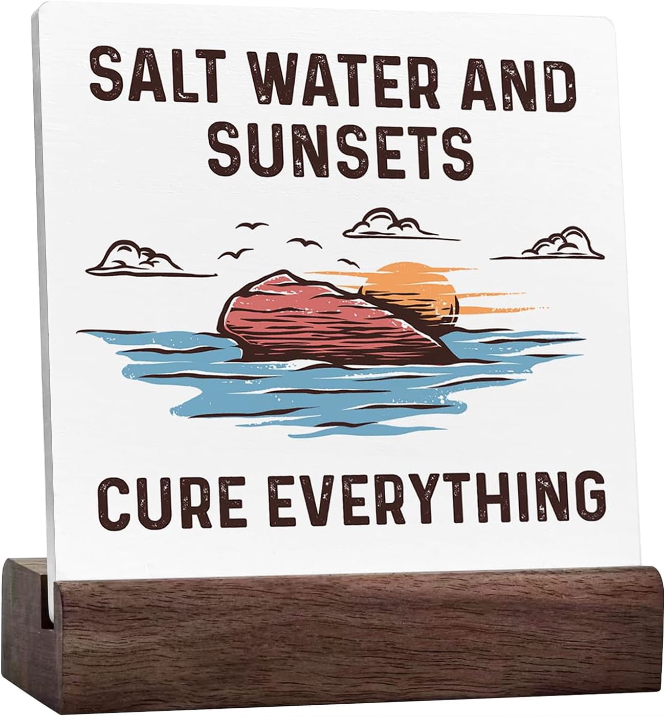 Salt Water and Sunsets Ceramic Table Plaque Beach House Decor Summer ...