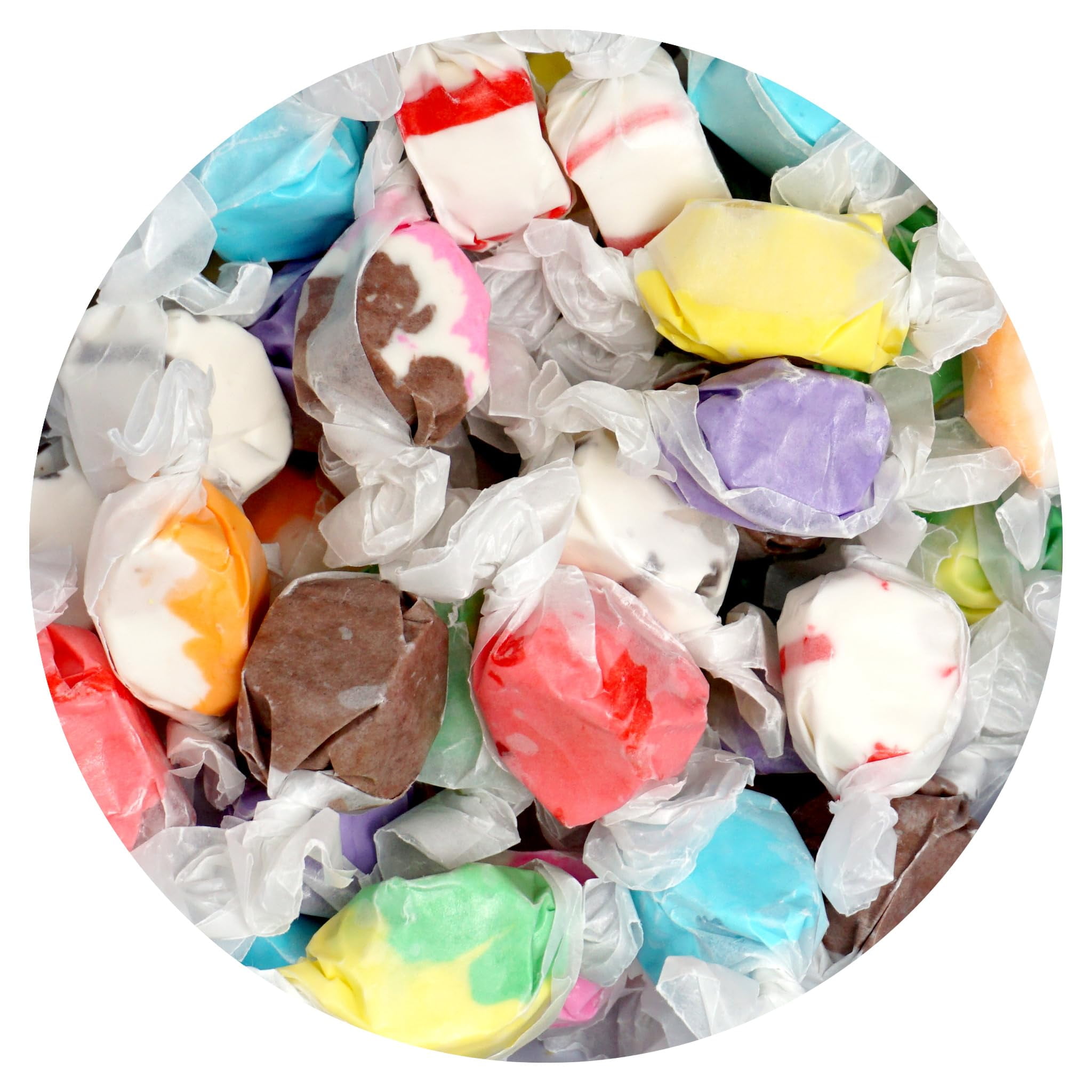 Salt Water Taffy Assorted Mix, 2 Pound Bulk Bag, 10 Assorted Flavors, Individually Wrapped Taffy ...