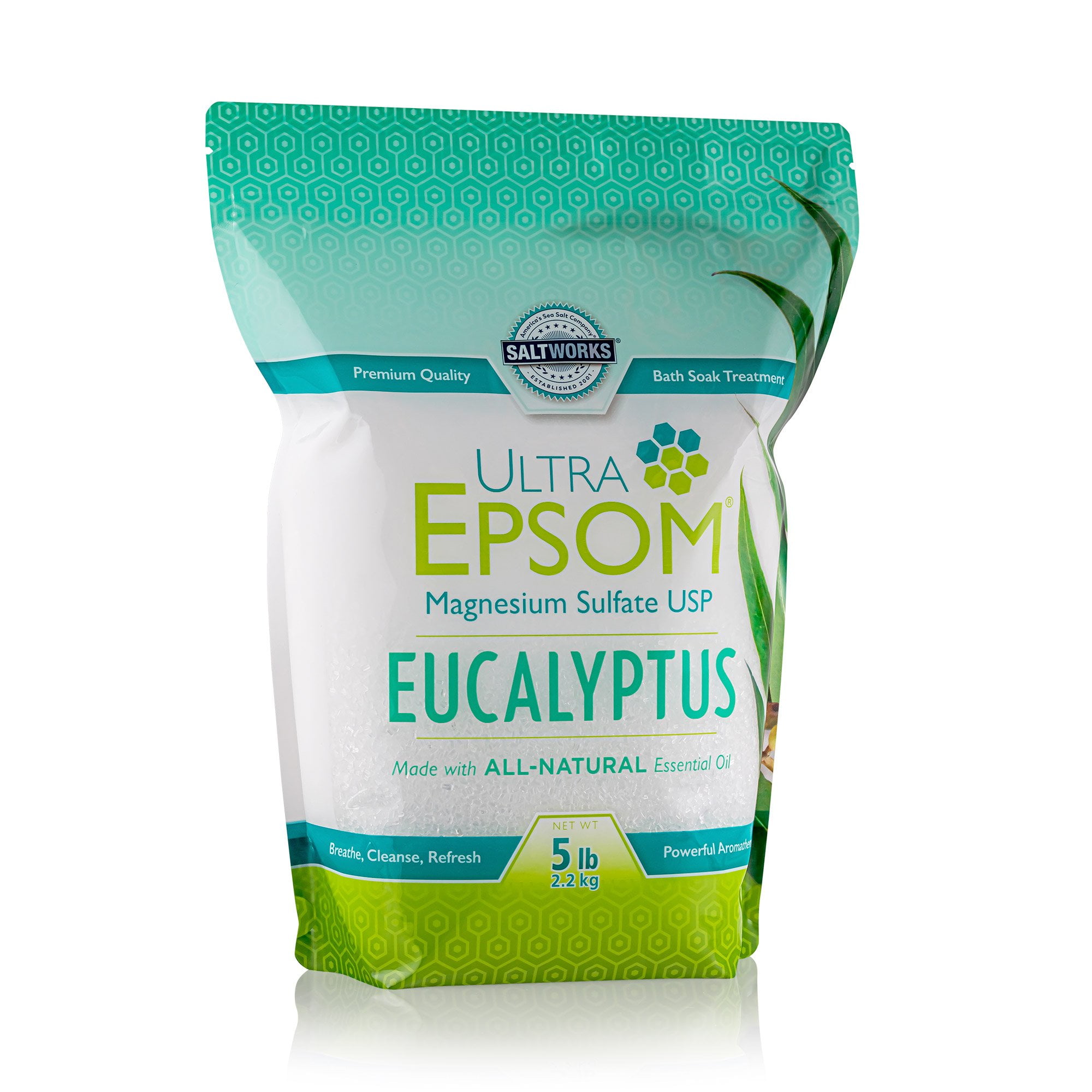 Salt Works Ultra Epsom Magnesium Sulfate USP Eucalyptus, 5 Lb, 2 Pack ...