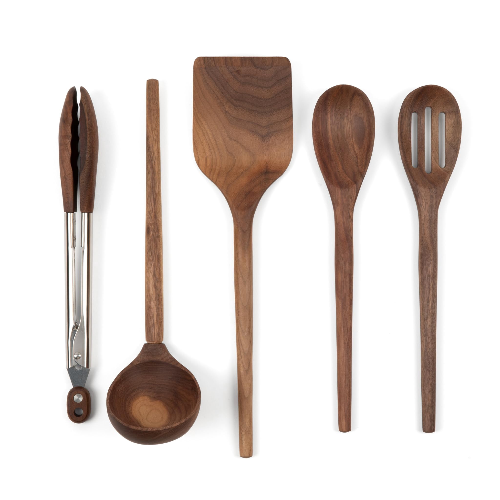 Salt & York 5-piece Walnut Wooden Kitchen Utensil Set - Includes Turner ...