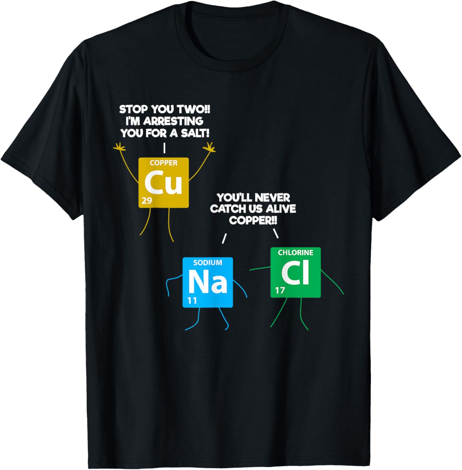 Salt and Copper Periodic Table Police Pun Chemistry T Shirt T-Shirt ...