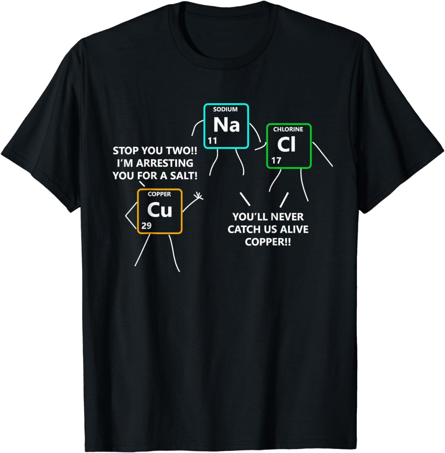 Salt and Copper Periodic Table Police Pun Chemistry T Shirt - Walmart.com