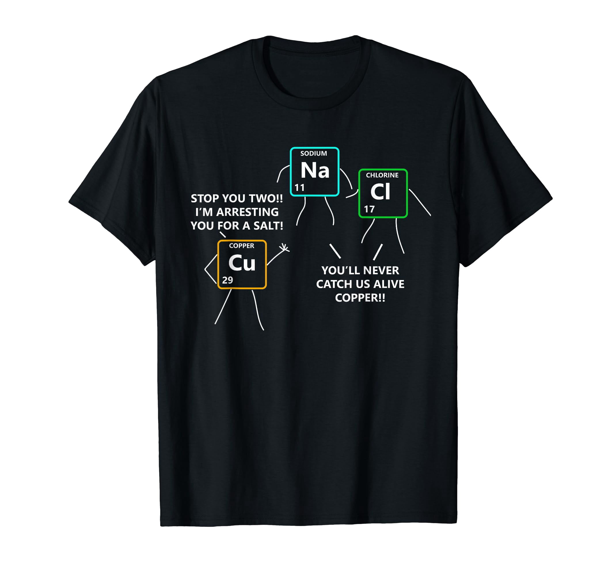 Salt and Copper Periodic Table Police Pun Chemistry T-Shirt - Walmart.com