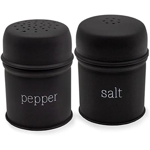 Salt and Pepper Shaker Set (Black); Contemporary Modern Farmhouse Retro ...