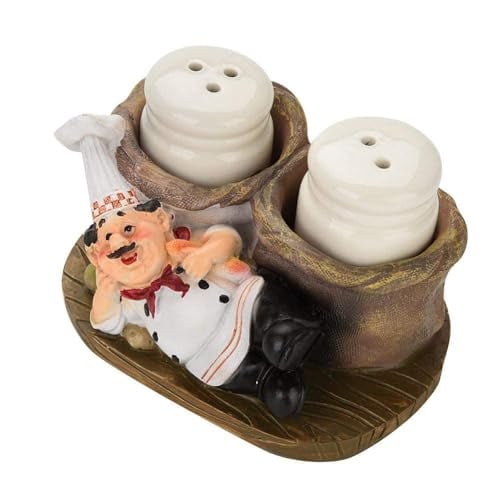 Salt and Pepper Shaker Set Chef Statue Salt Pepper Bottle Holder ...