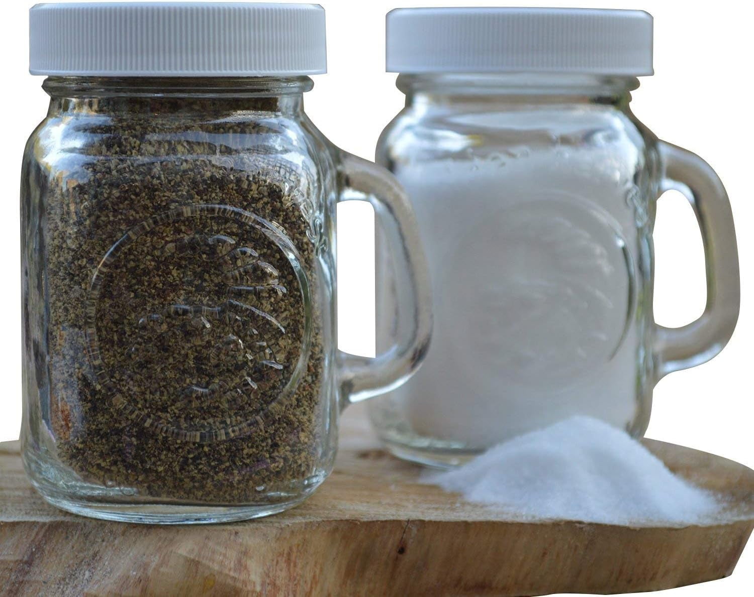 Mem Worldshop Salt and Pepper Shakers Glass Set, 4 oz Ball Mason Jars ...