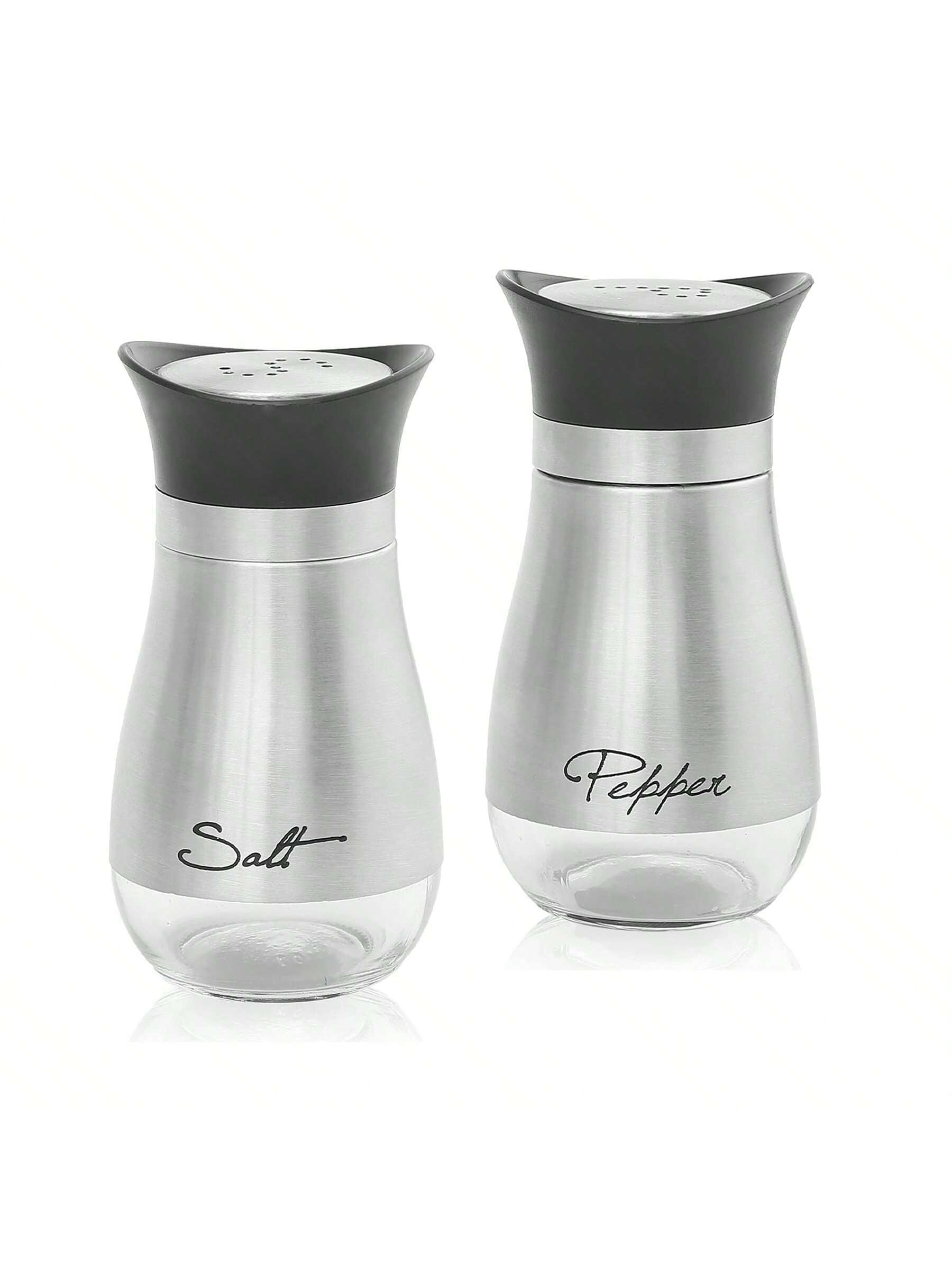 Salt and Pepper Shakers Set – 4oz Glass Bottom Refillable Shakers with ...