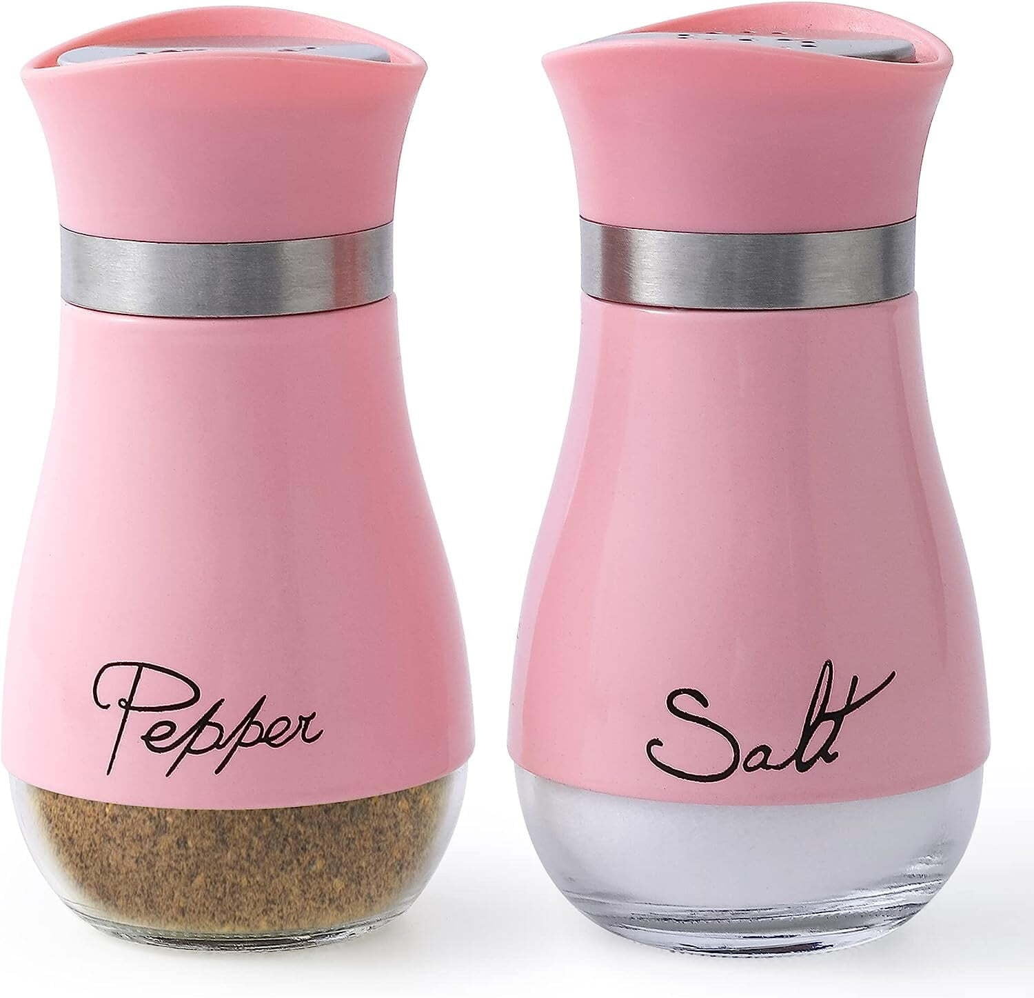 Salt and Pepper Shakers Set, Glass Bottom Salt Pepper Shaker with ...