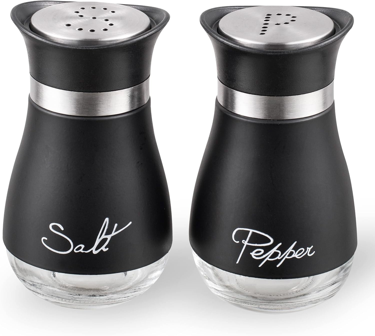 Salt and Pepper Shakers Set, Glass Bottom Salt Pepper Shaker with ...