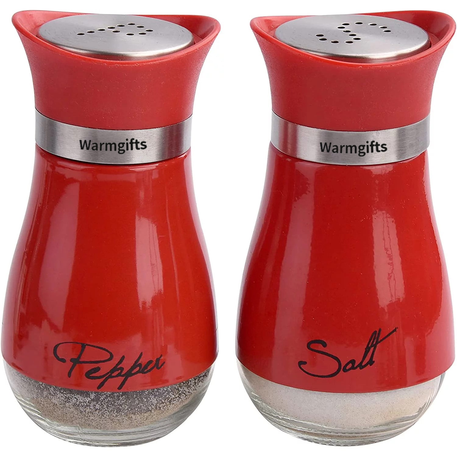 Walmart Salt and Pepper Shakers Set, Stainless Steel Lid, Glass Bottom ...