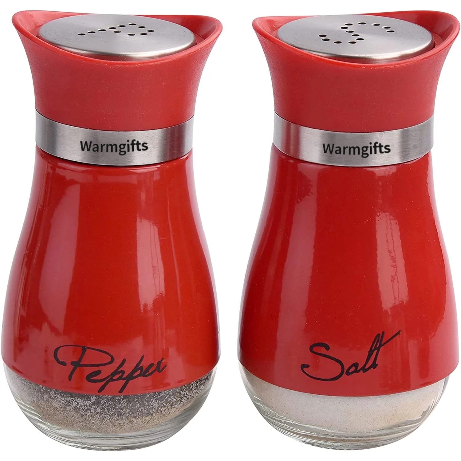 Notivibe Salt and Pepper Shakers Set, Glass Bottom, Refillable ...