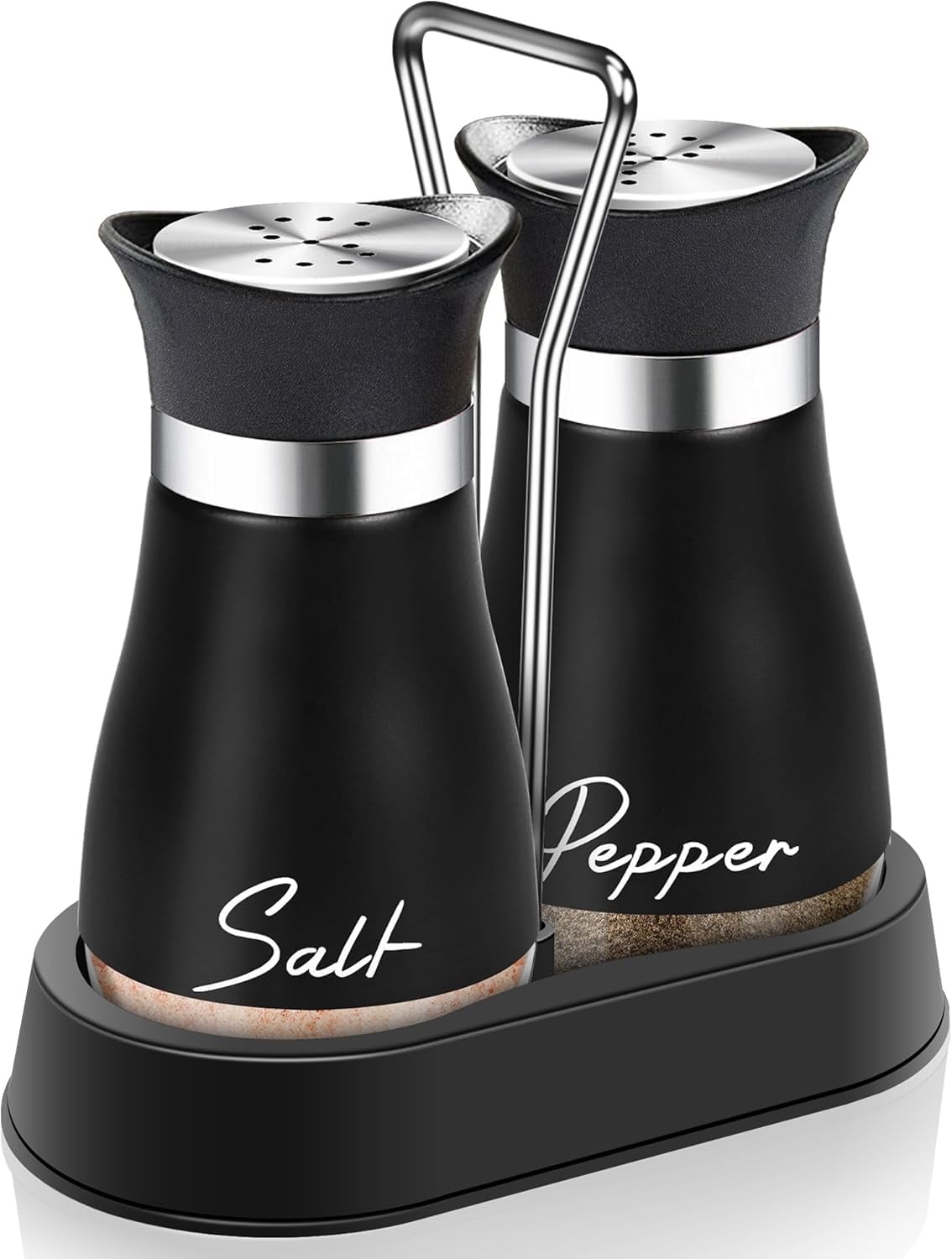 Salt and Pepper Shakers Set, Glass Bottom Salt Pepper Shaker with ...