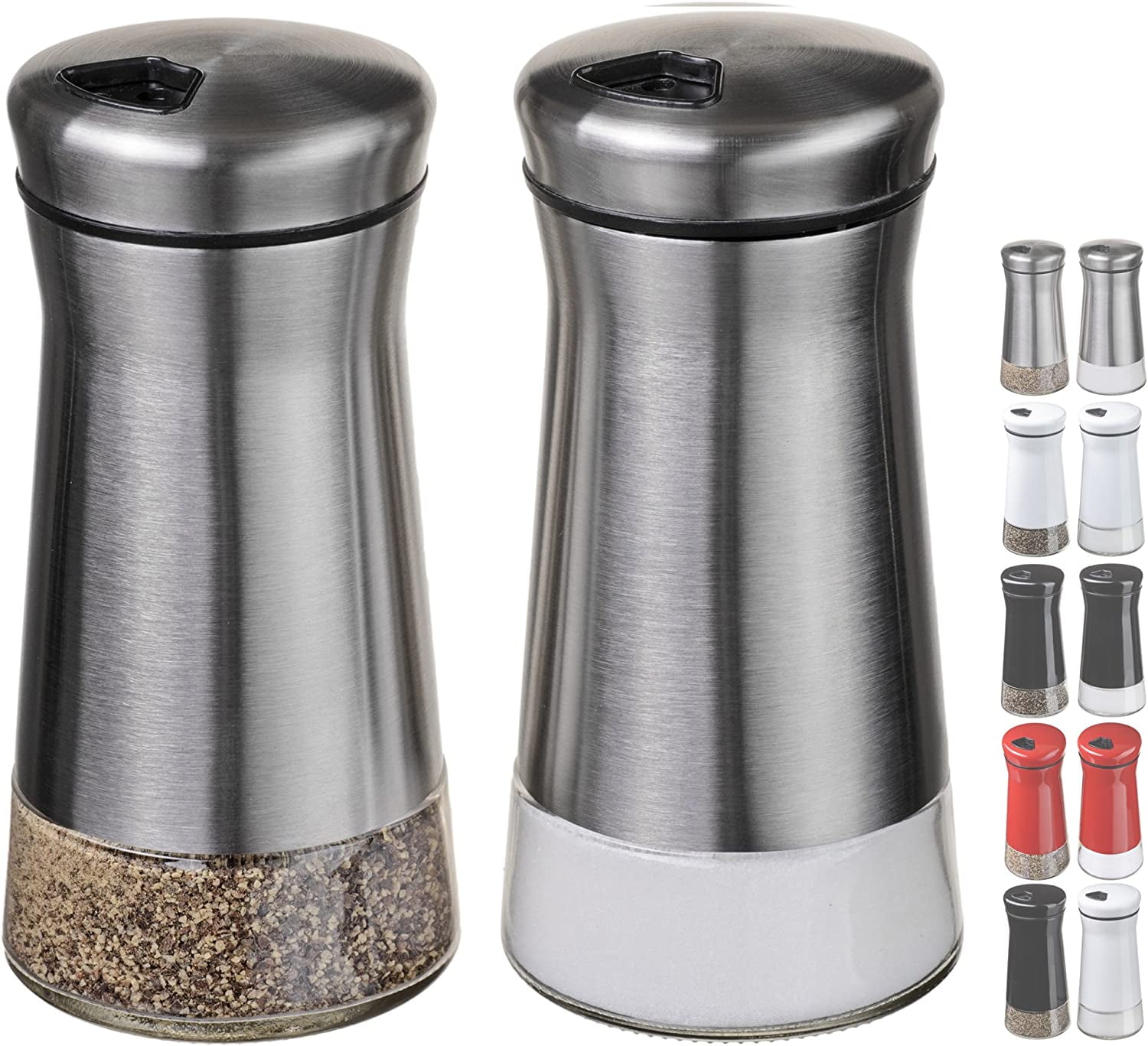 Salt and Pepper Shakers Set with Adjustable Holes - Stainless Steel ...