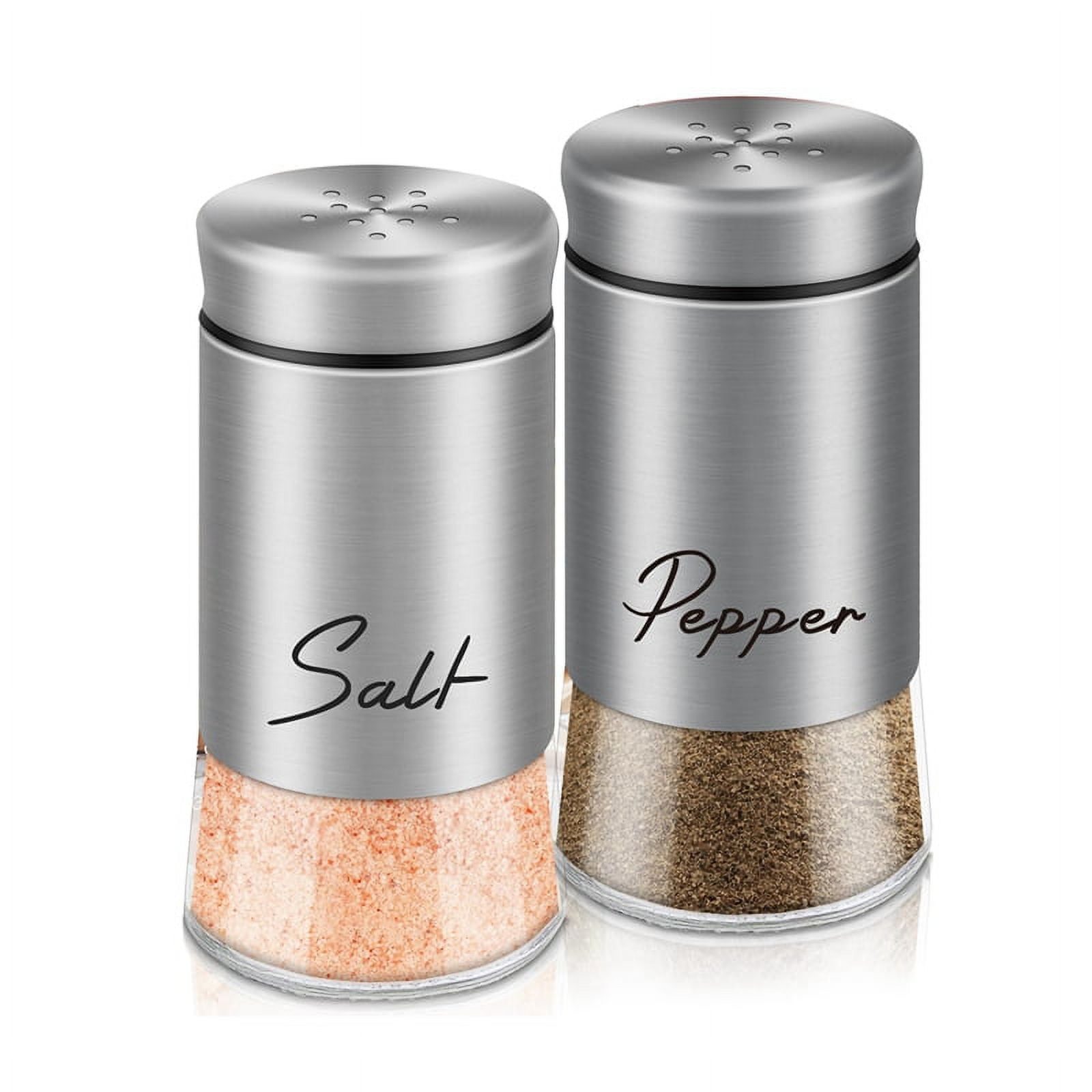 Salt and Pepper Shakers Set with Stainless Steel Lid for Kitchen ...