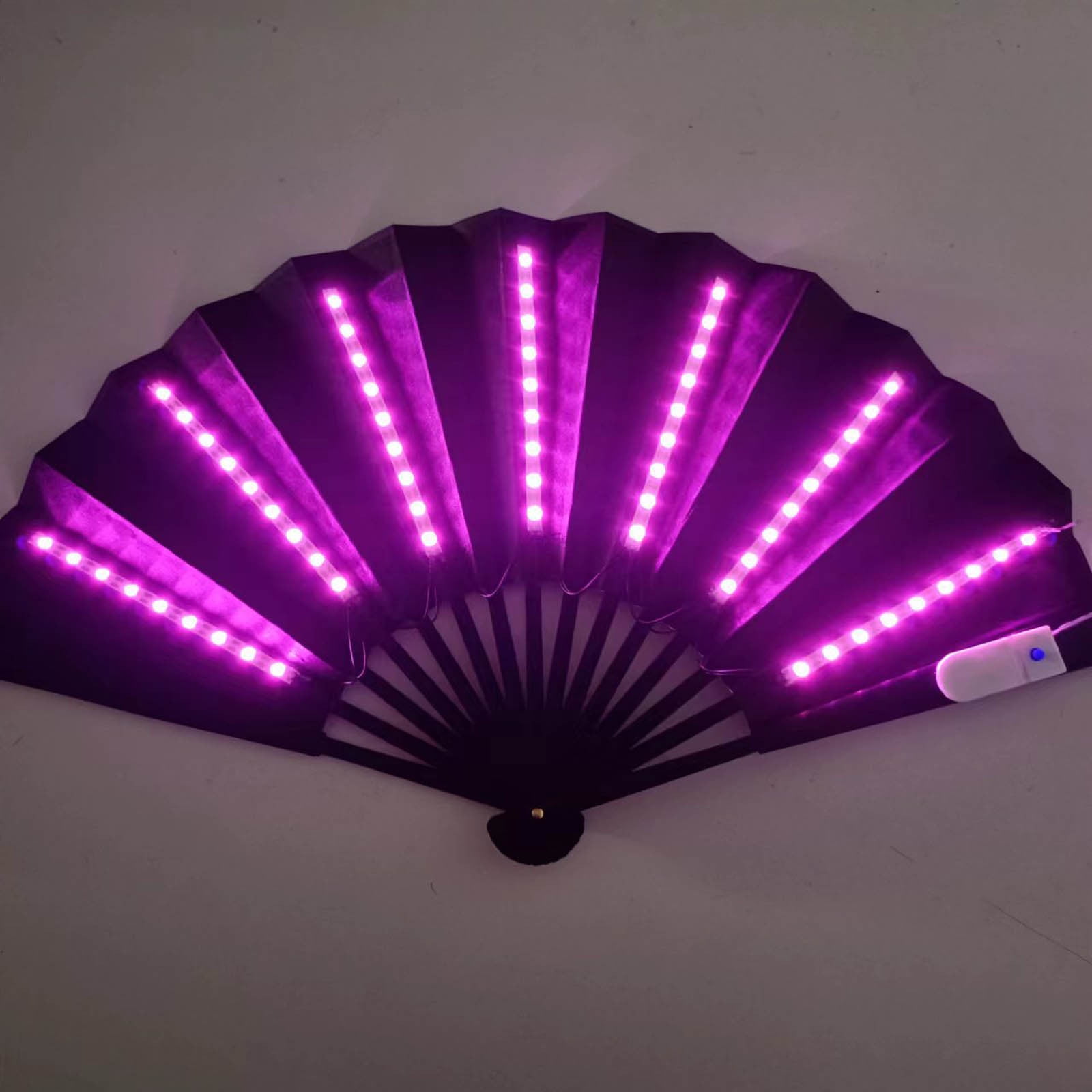 SaltIsle Folding Fan Led Fan, Large Rave Fan Light Up Hand Fan Glowing ...