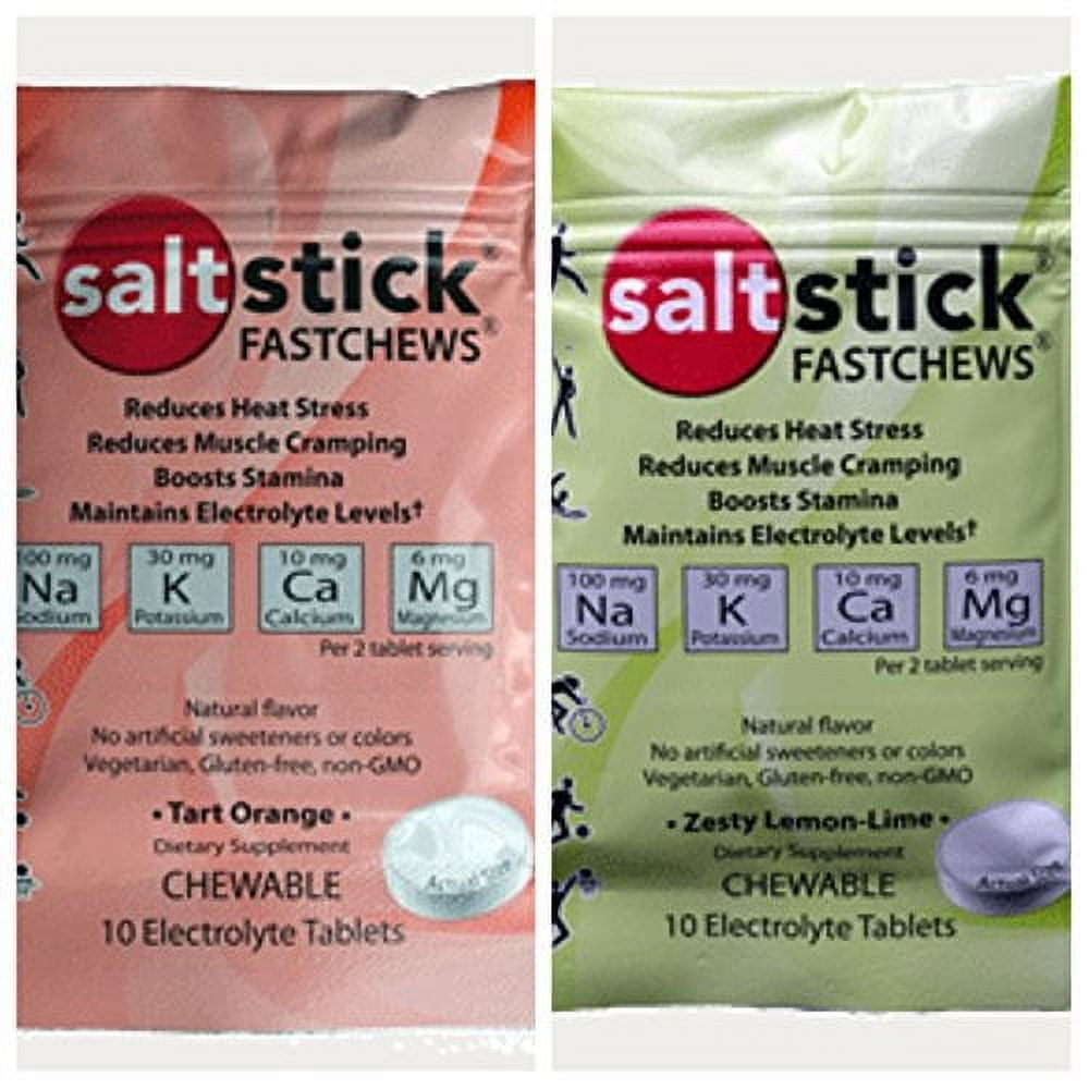SaltStick FASTCHEWS® Resealable, Variety 4 Pack of Tart Orange & Zesty ...
