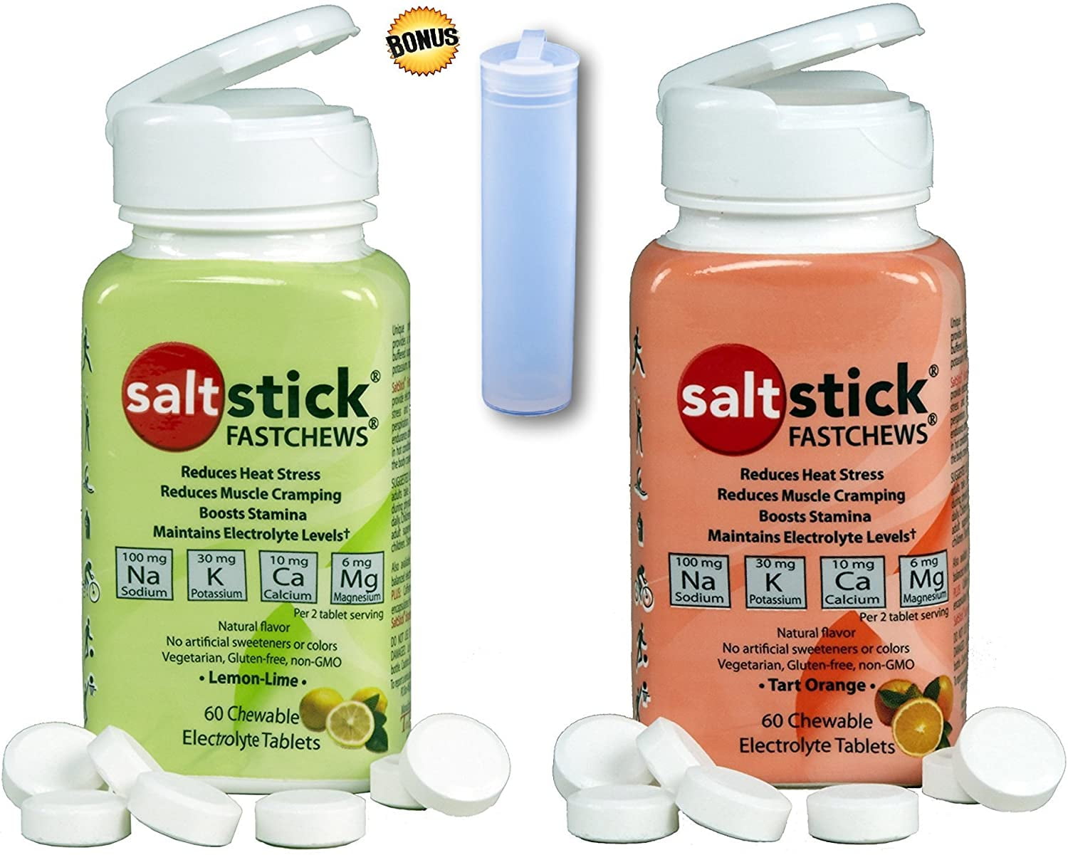 SaltStick FASTCHEWS Variety 2-Pack - 60 Count Bottles, Tart Orange ...