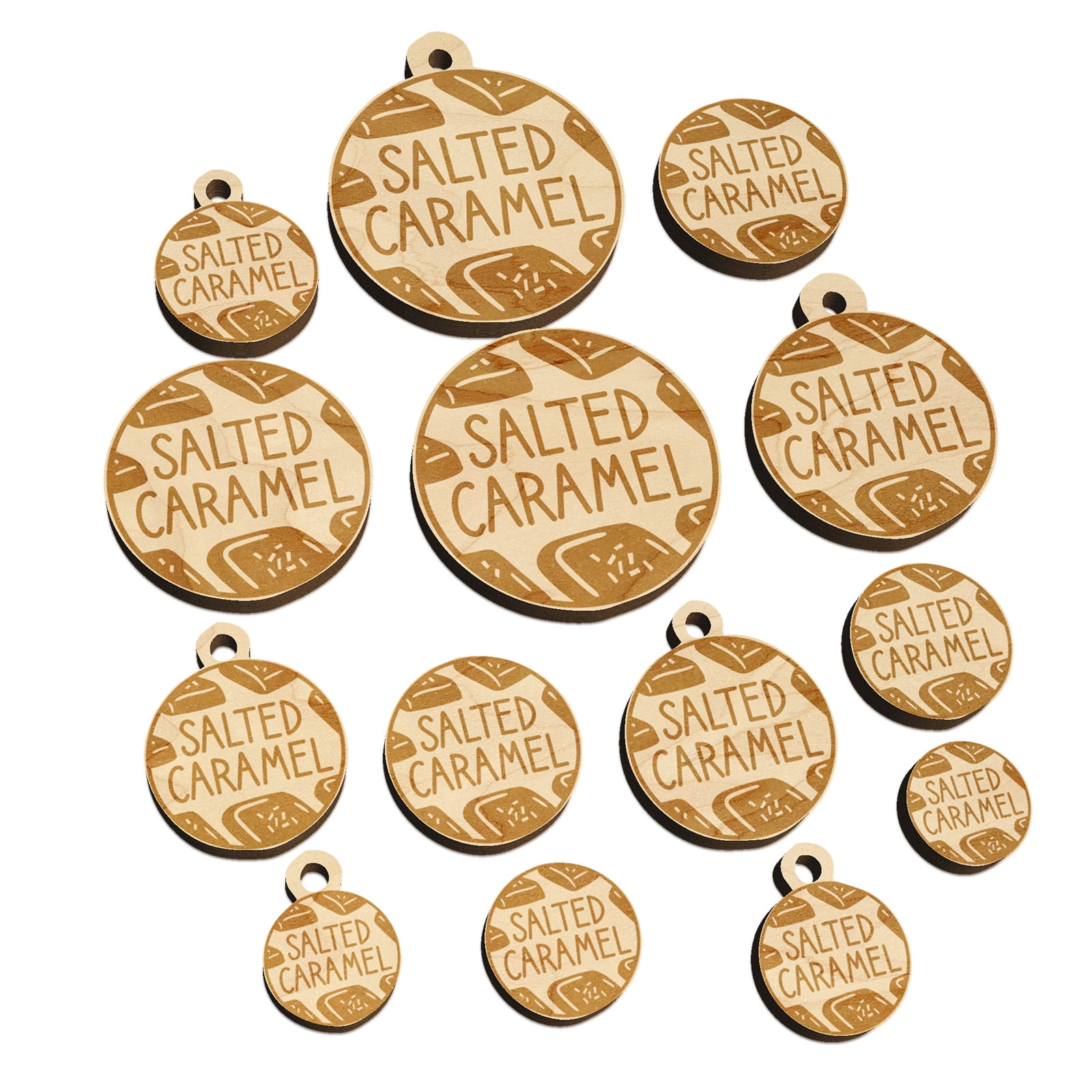 Salted Caramel Text with Image Flavor Scent Wood Mini Charms Shapes DIY ...