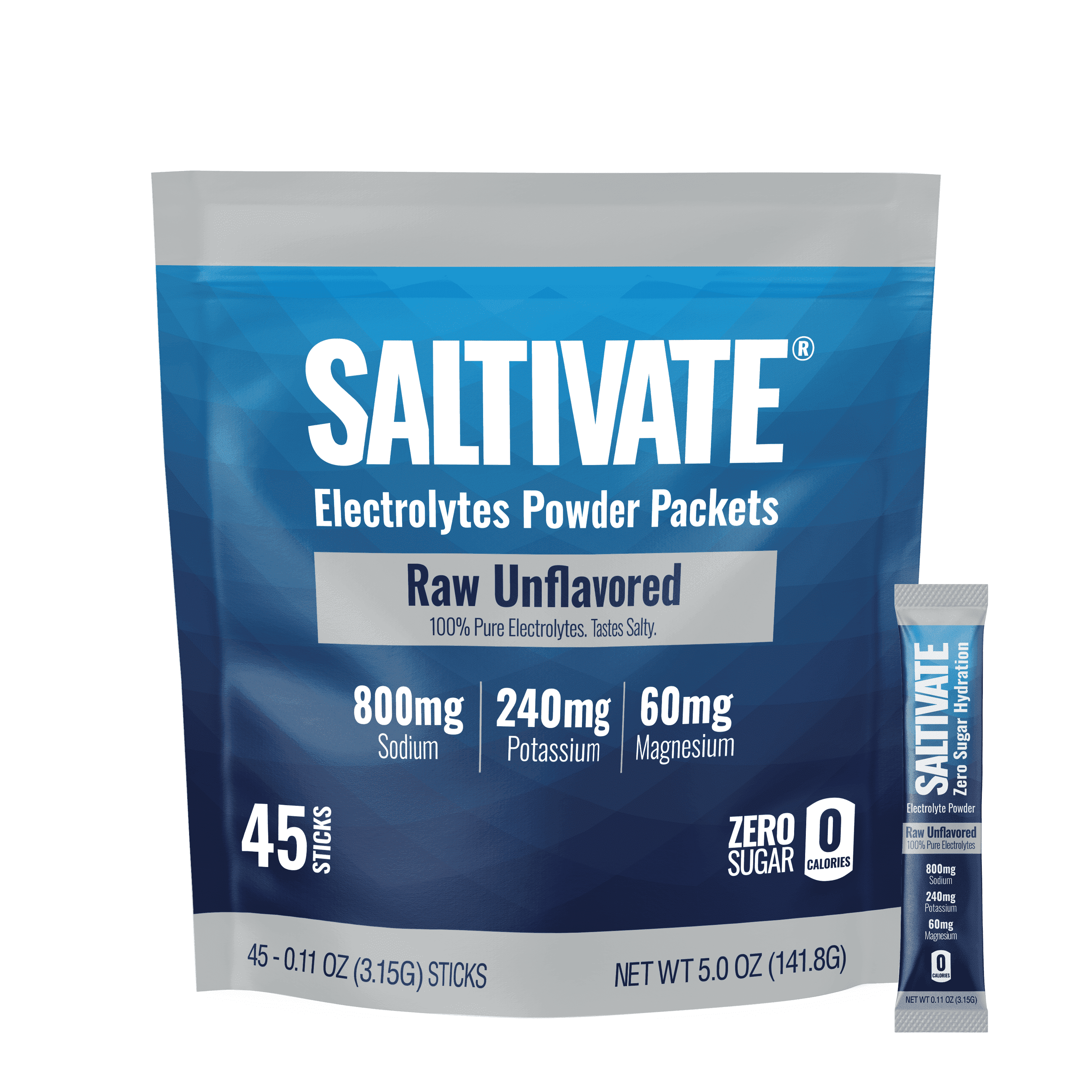 Saltivate Raw Unflavored Electrolyte Powder 800mg Sodium Stevia ...