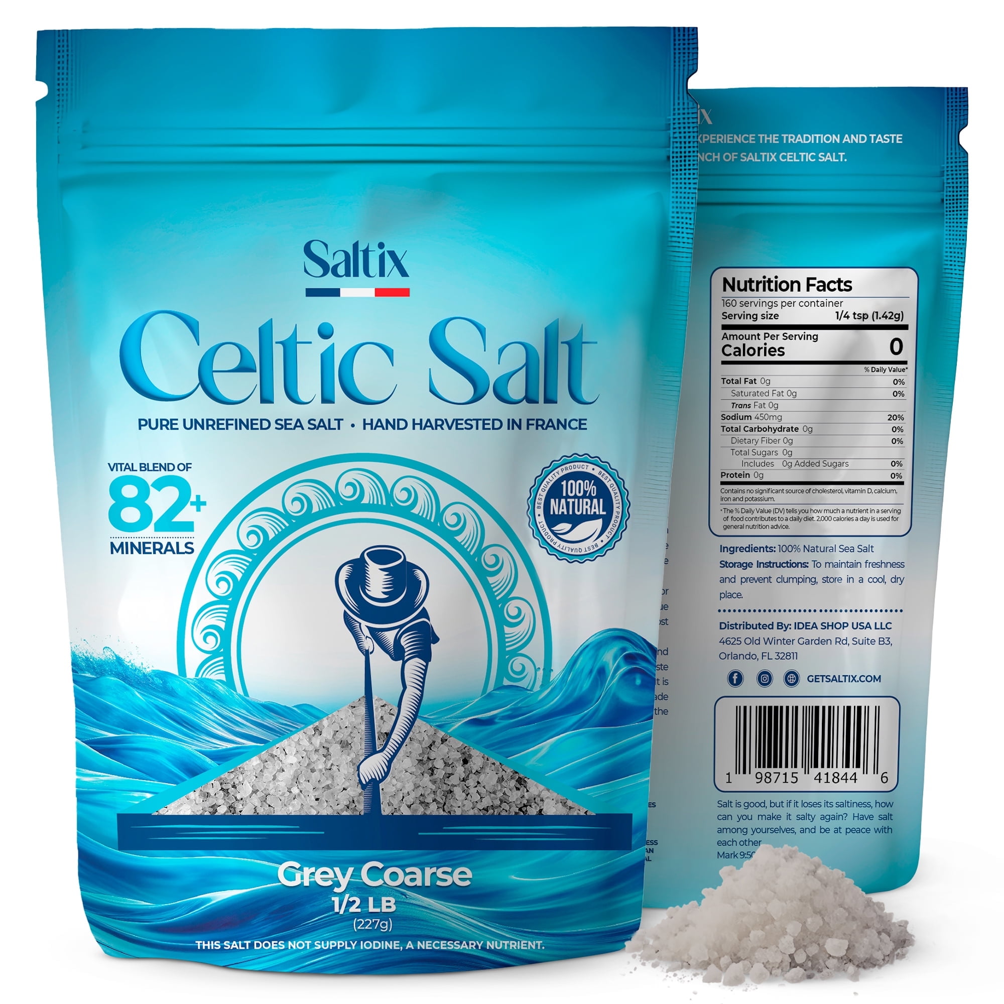 Saltix Celtic Sea Salt Grey Coarse 1/2lb | 100% Natural, Organic and ...