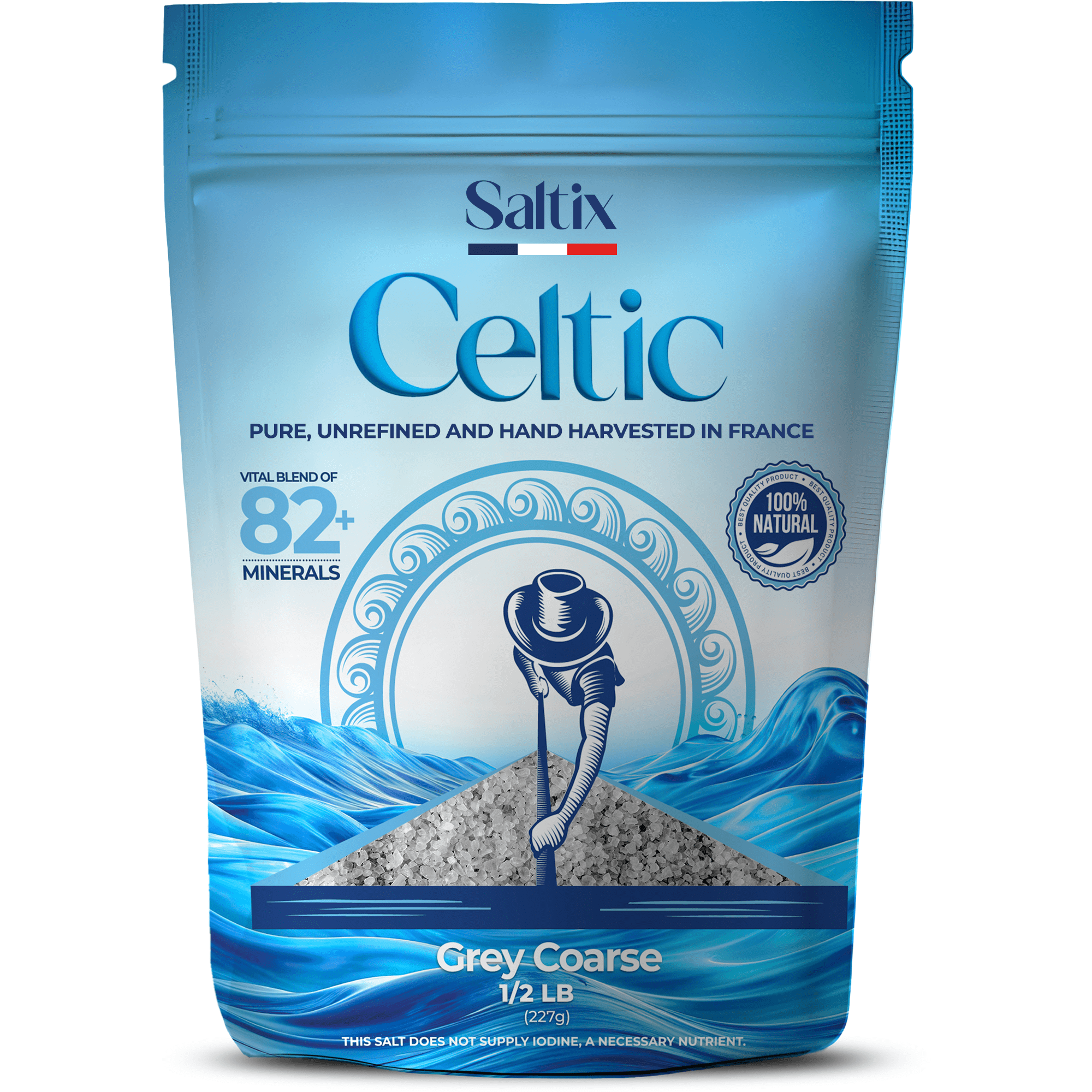Saltix French Grey Sea Salt Coarse 1/2lb Harvested in France Mineral ...