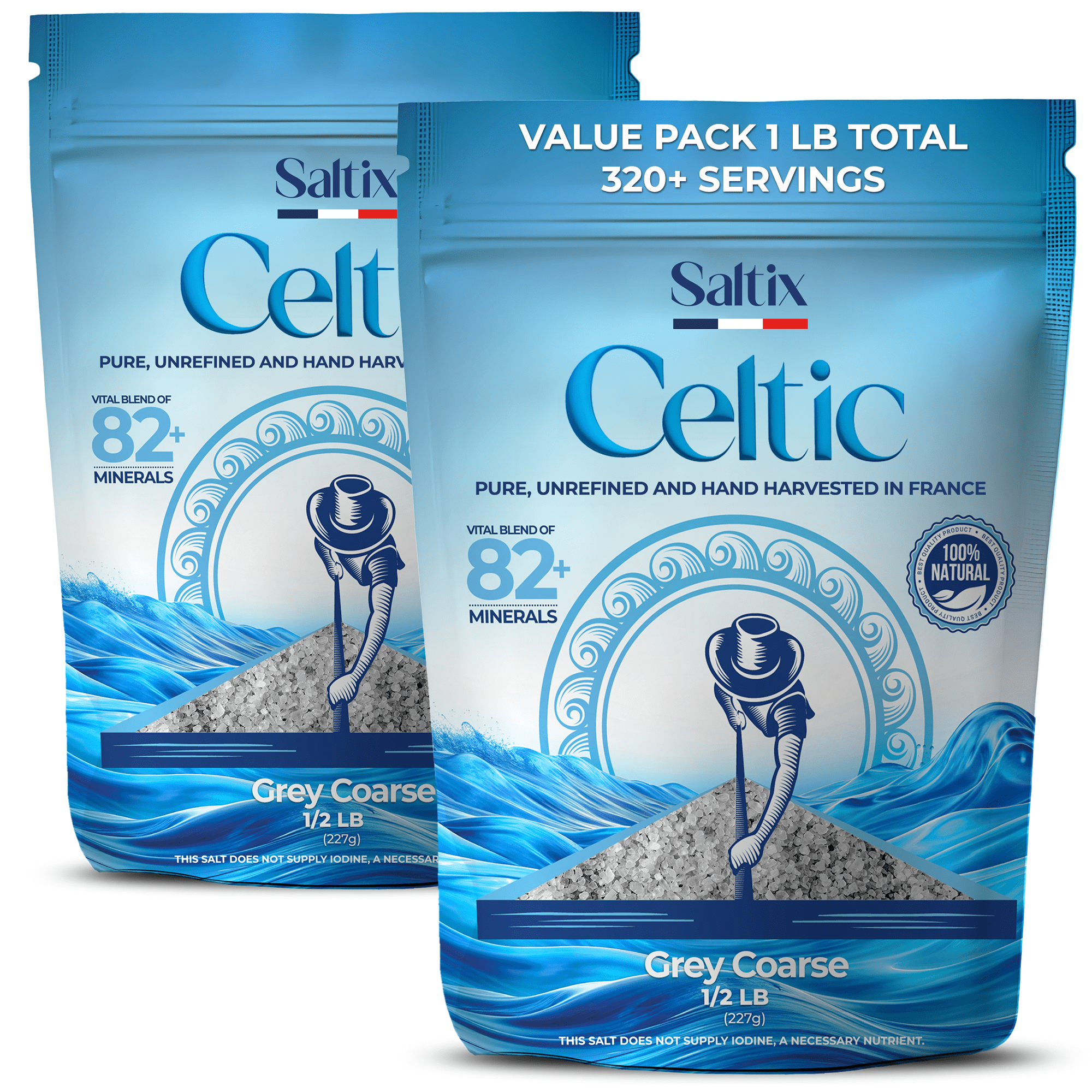 Saltix French Grey Sea Salt, Coarse, 1lb, 82+ Minerals, Unrefined and ...