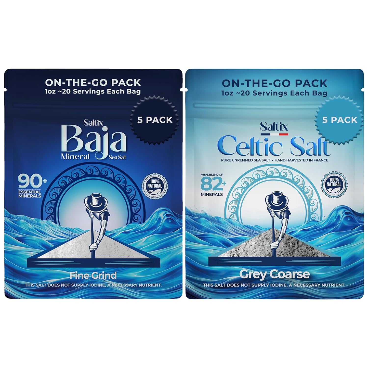 Saltix On-The-go Variety Pack 5 Baja Mineral Fine Grind + 5 Celtic Grey ...