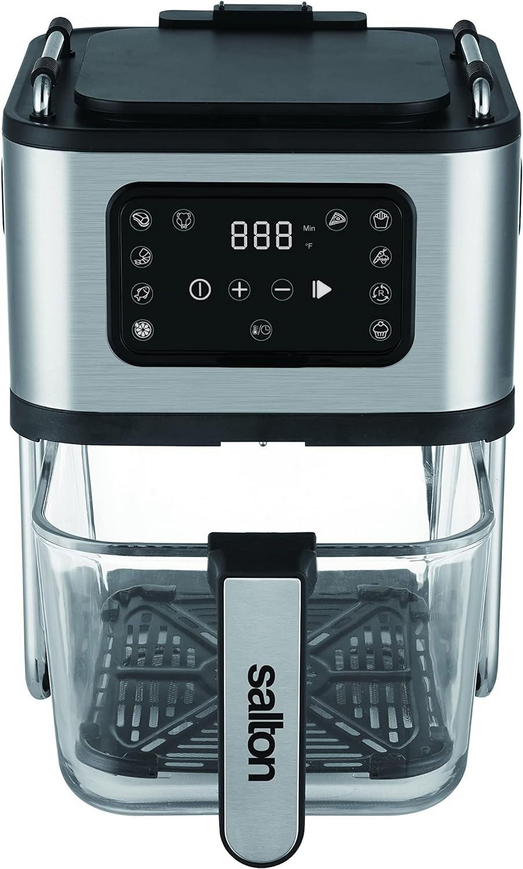 Salton Flip and Cook 2-in-1 Air Fryer & Grill, Automatic Rotating Base ...