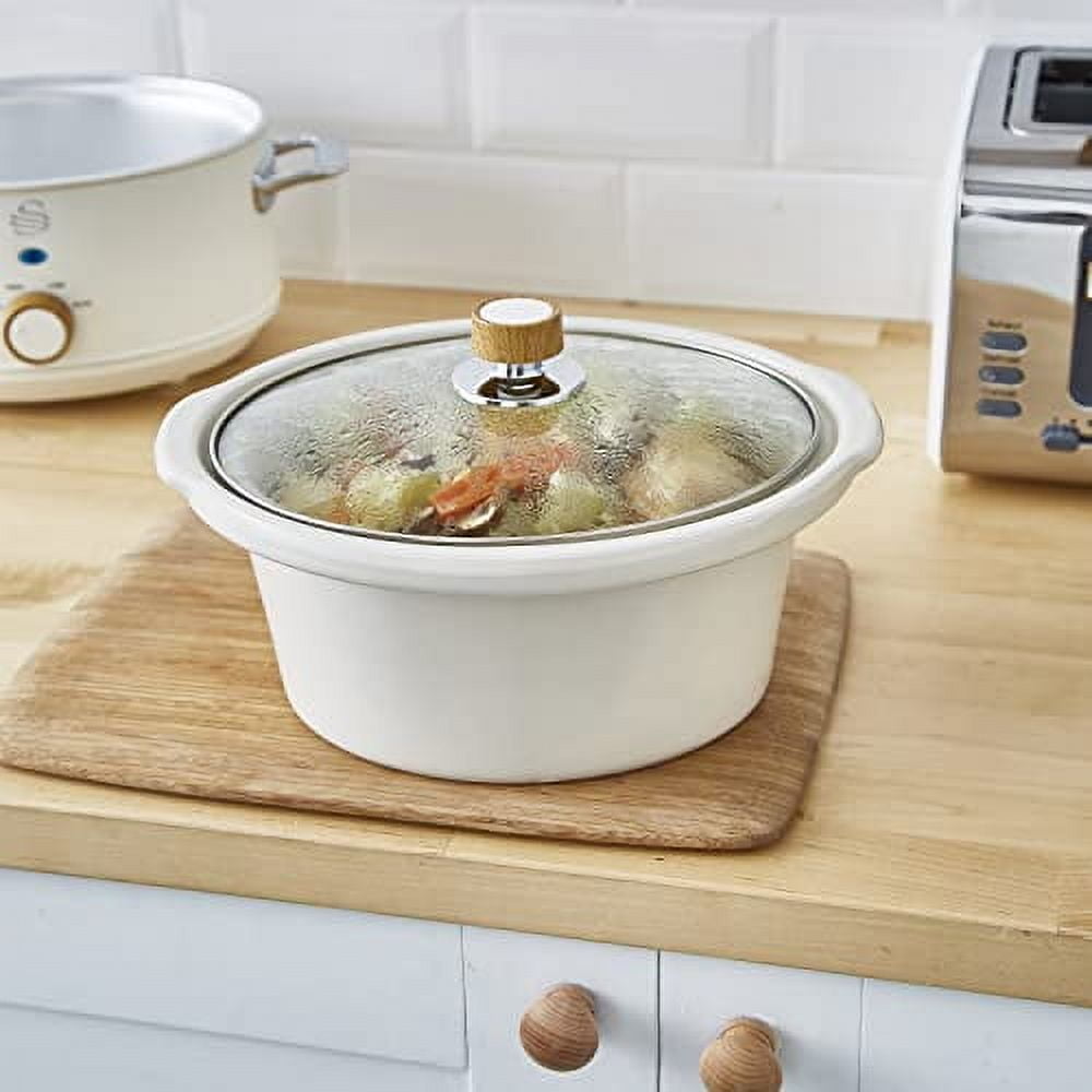 Salton Swan Nordic-Style Slow Cooker with Removable Ceramic Pot, 3.5 ...