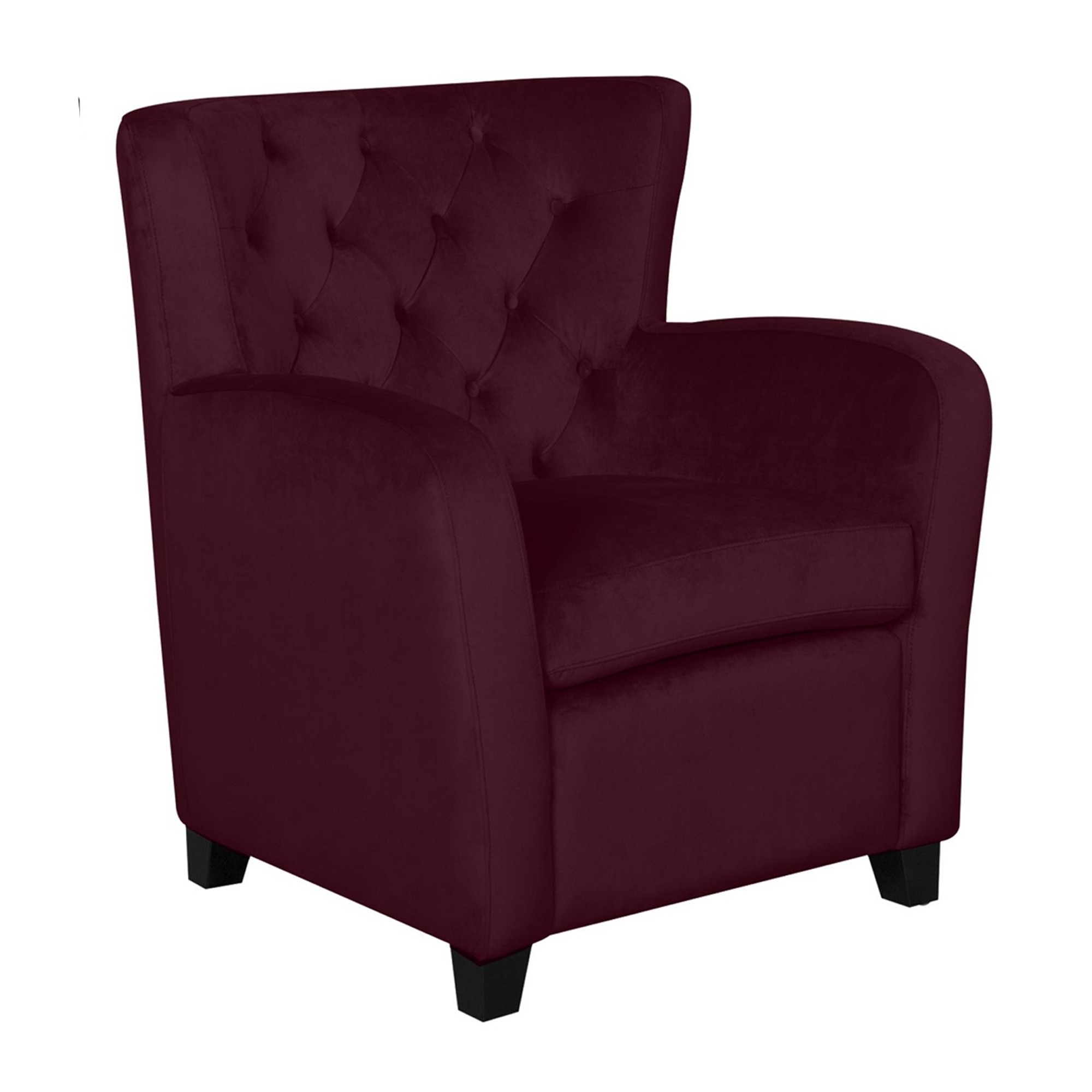 Benjara BM237282 19 in. Wingback Button Tufted Velvet Armchair, Wine ...