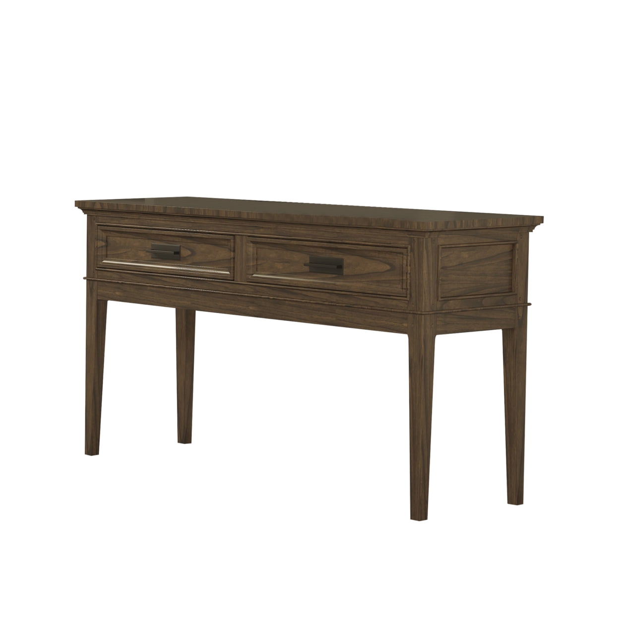 2 Drawer Sofa Table with Horizontal Metal Pull and Tapered Legs, Brown ...