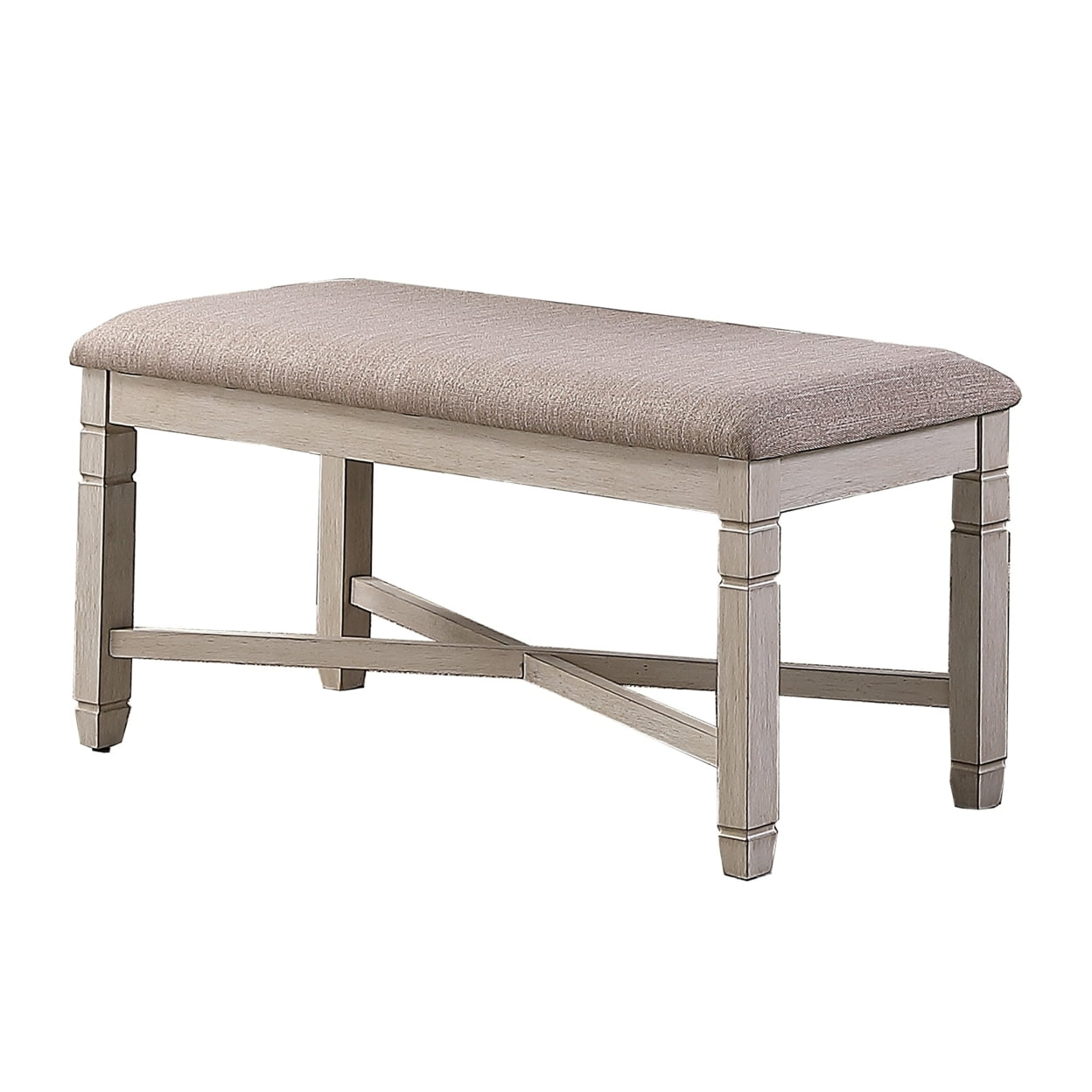 Saltoro Sherpi Fabric Counter Bench with Turned Legs and X Shaped ...