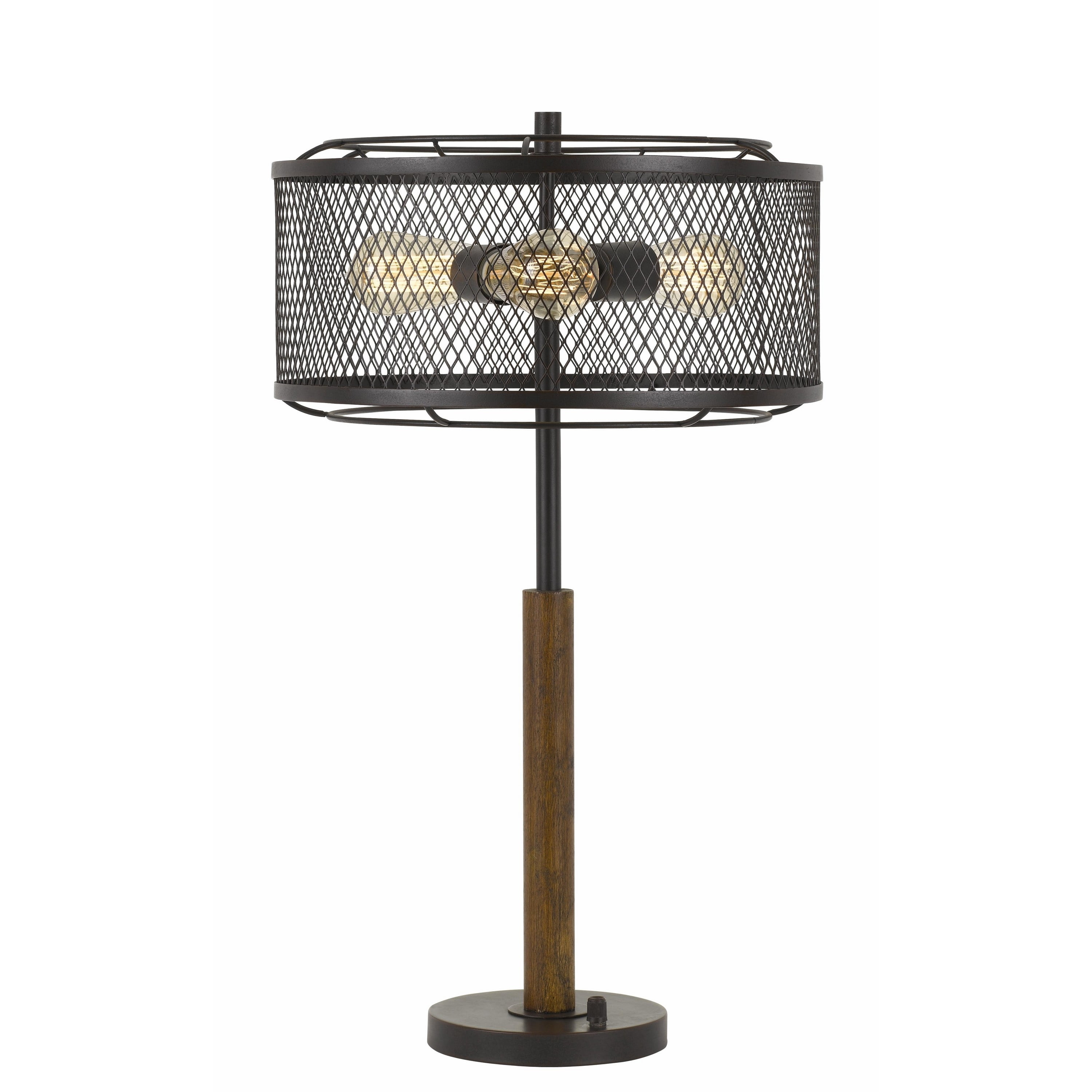 Saltoro Sherpi Mesh Metal Round Shade Table Lamp with Wooden Stand ...