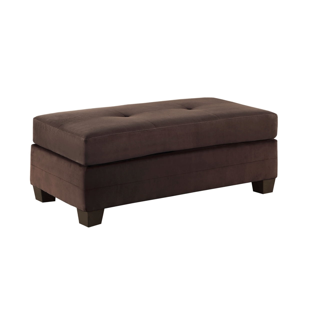 Rectangular Fabric Upholstered Ottoman with Tapered block Legs, Brown ...