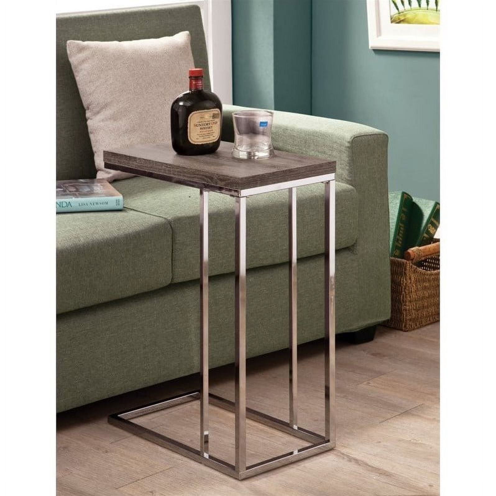 Saltoro Sherpi Rectangular Wooden Snack Table With Metal Base, Gray And ...