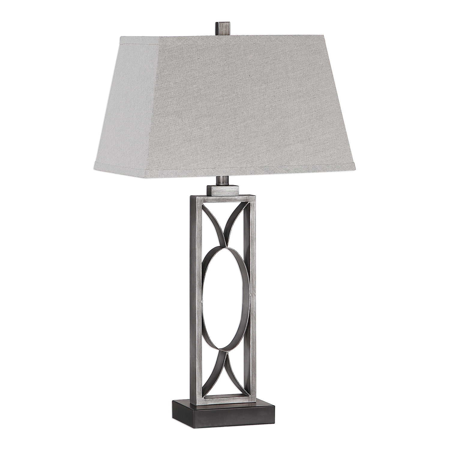 Saltoro Sherpi Trapezoid Shade Table Lamp with Open Metal Base, Beige ...