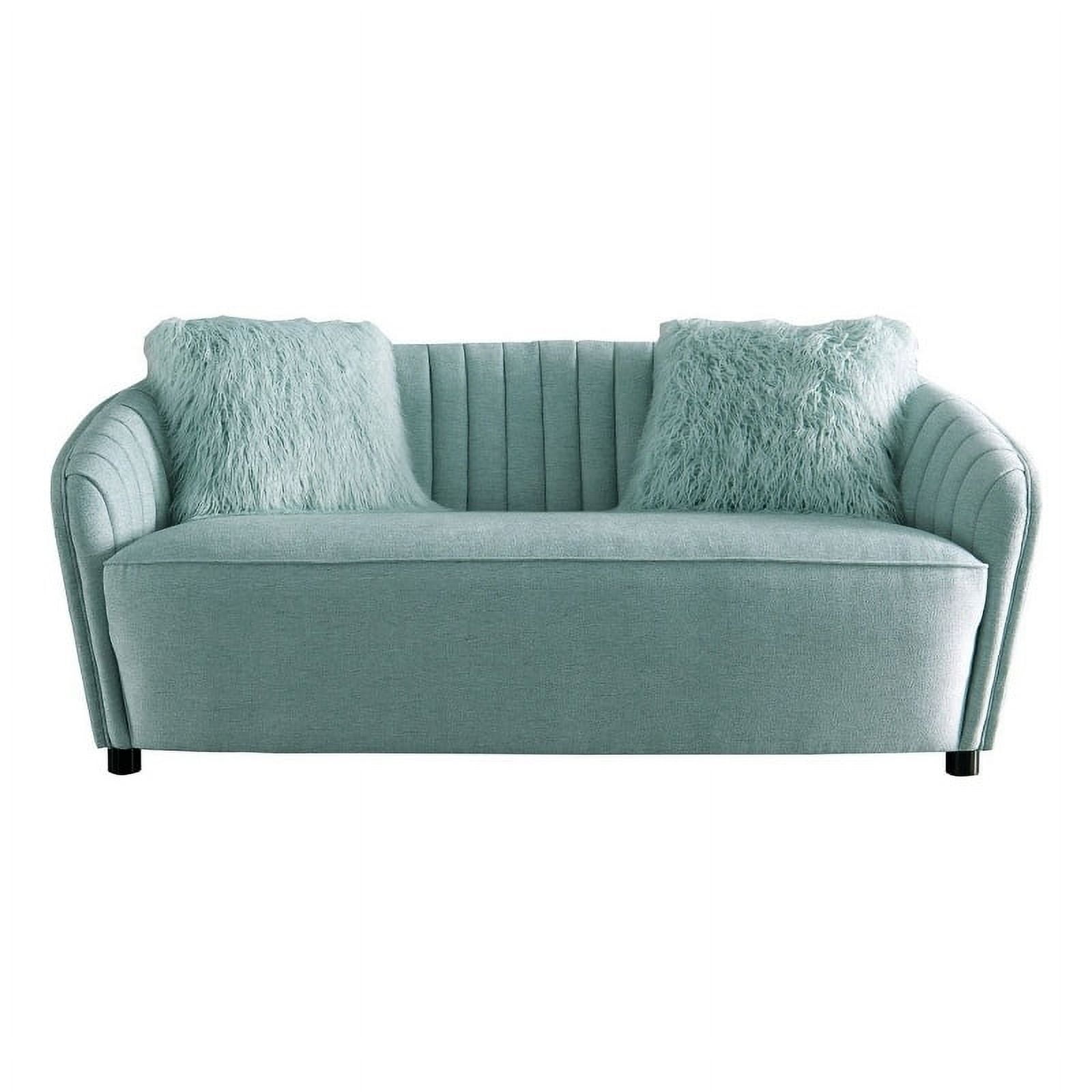 Saltoro Sherpi Vertical Channel Stitching Fabric Loveseat with Curved ...