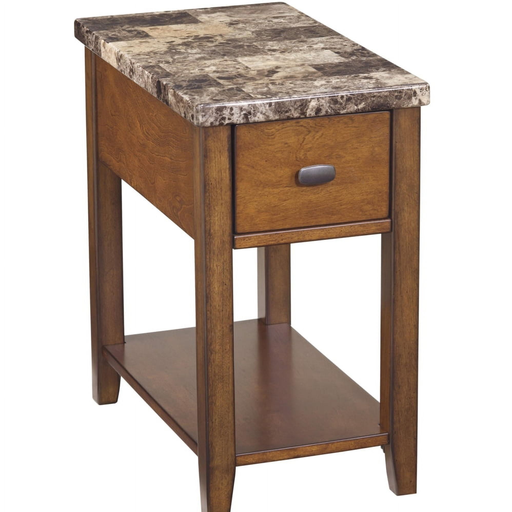 Saltoro Sherpi Wooden Chair Side End Table with Faux Marble Top and 1 ...
