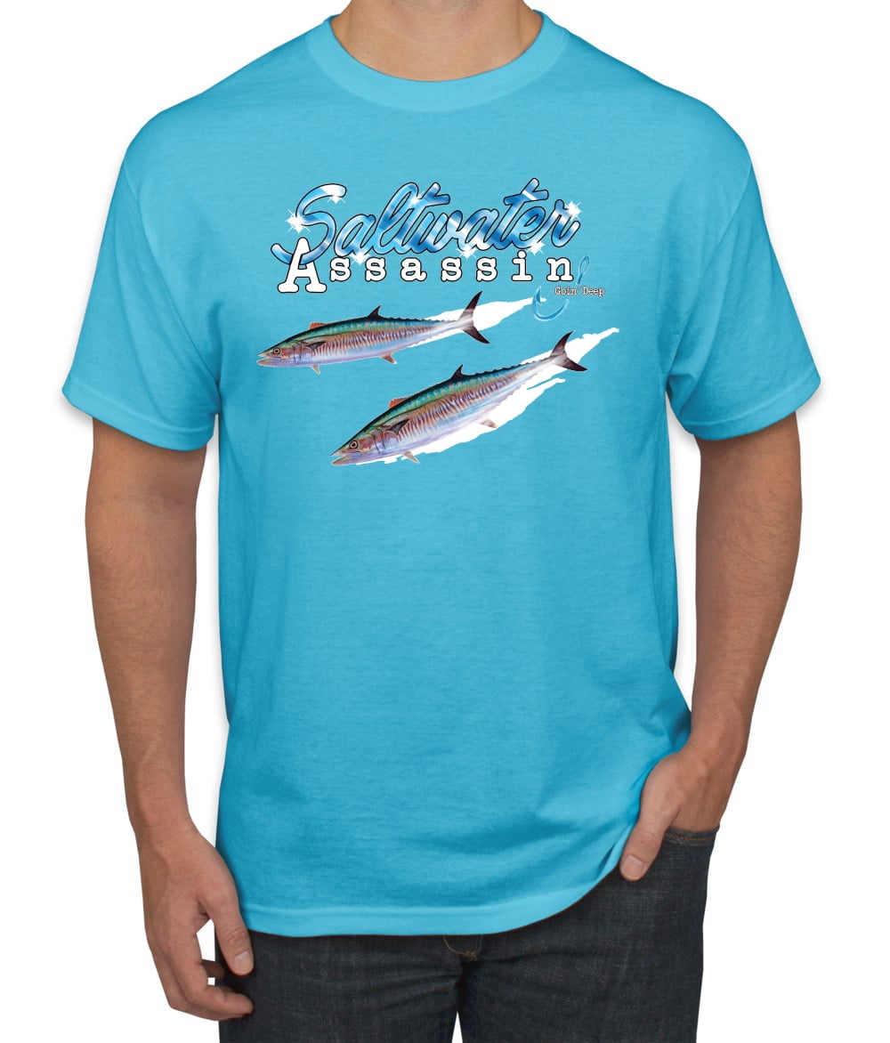 Saltwater Assasin Goin' Deep Jighead Hook Men's Graphic T-Shirt, Light ...