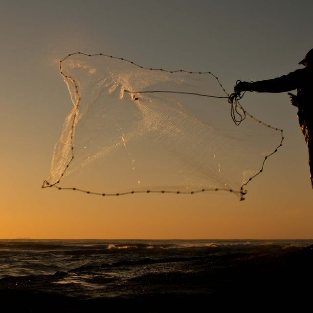 Saltwater Fishing Cast Net 6 Foot Heavy Duty Sinker Weights Bait Trap ...