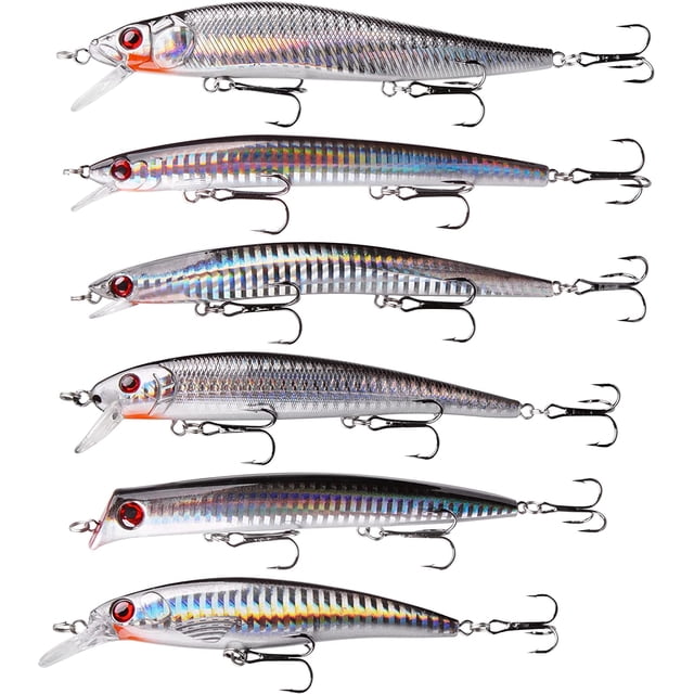Saltwater Fishing Lures Hard Baits Kit 6pcs Surf Fishing Lures Minnow ...