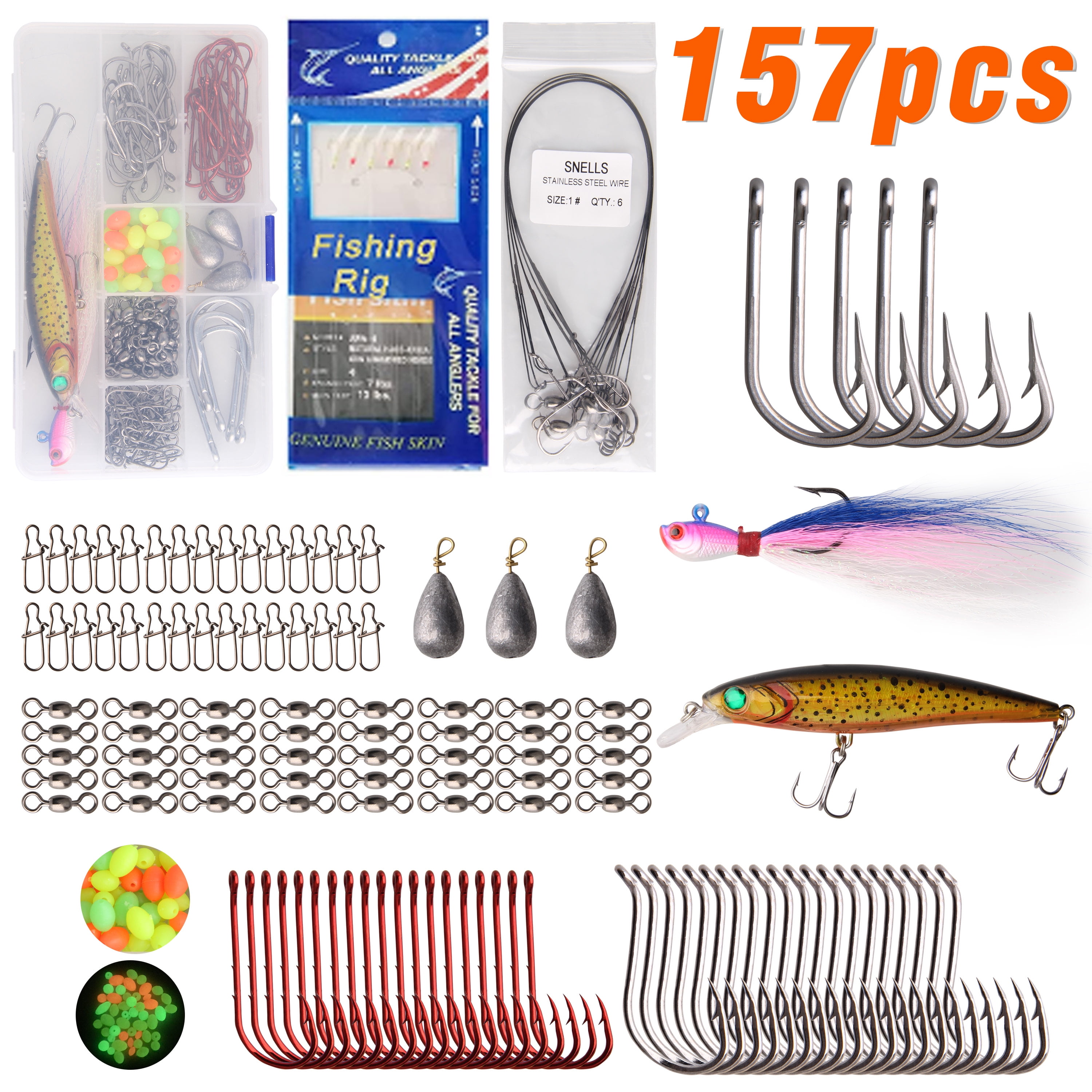 157-Piece Saltwater Surf Fishing Tackle Kit with Spoon Jigs, Bait Rig ...