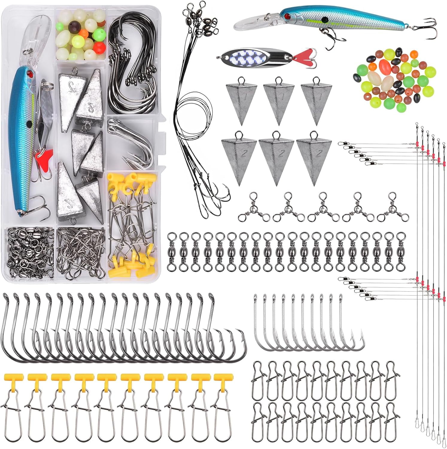 Saltwater Fishing Tackle Kit, 136pcs Surf Fishing Gear Fish Finder Rigs ...