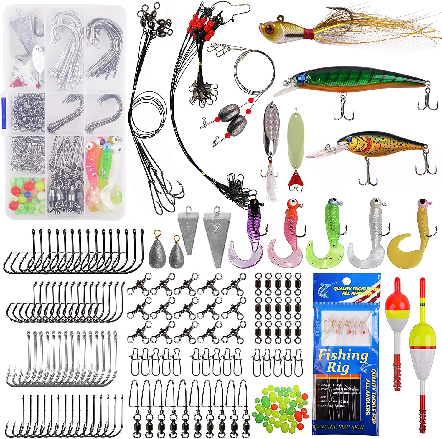 Saltwater Fishing Tackle Kit -212pcs Ocean Fishing Tackle Box Include ...