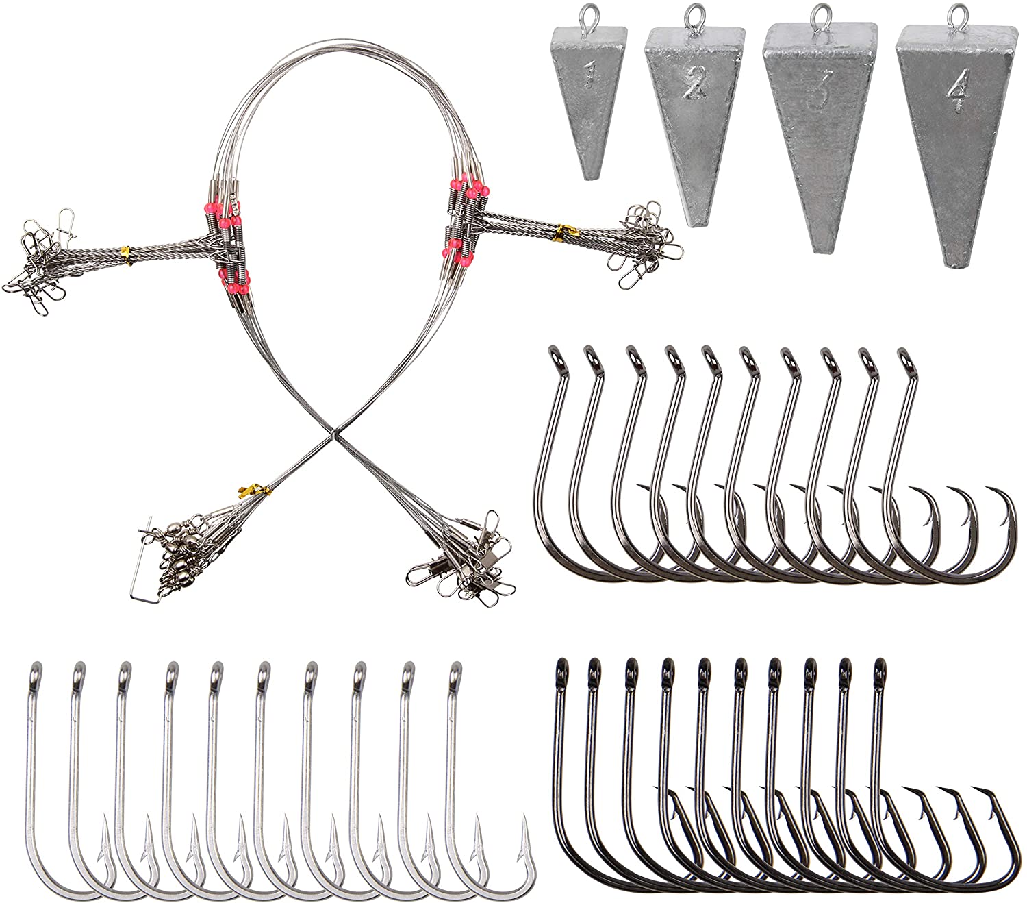 VanRolldex Surf Fishing Rig 46 Piece Stainless Steel Leader Weights Kit ...