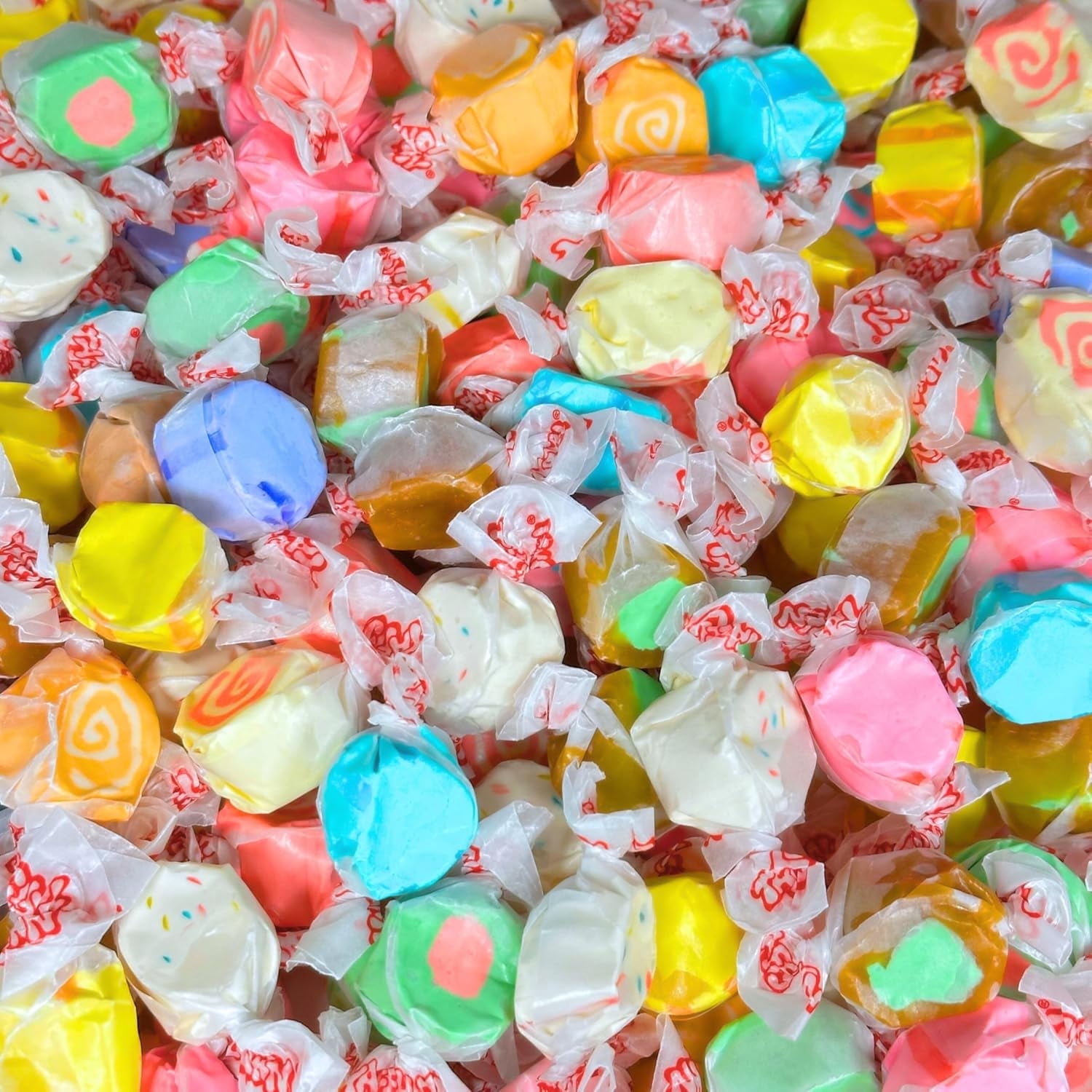 Saltwater Taffy Candy, 12 Fruity Flavors, 1 LB, 60+ Wrapped Pieces ...
