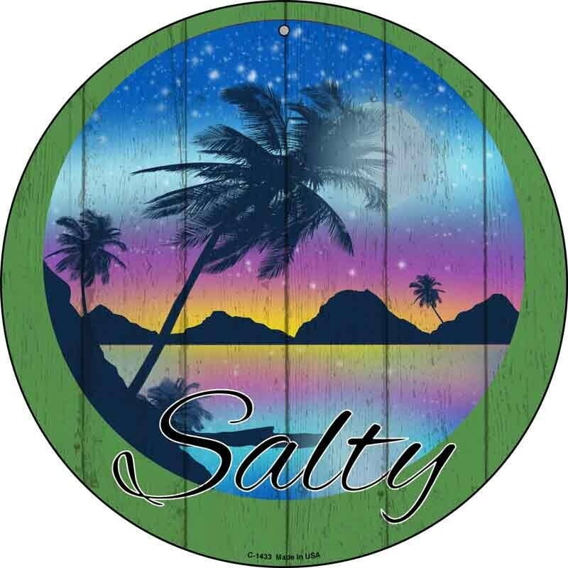 Salty Beach Scene Round Circular Metal Sign Home Garage Wall Decor Size ...